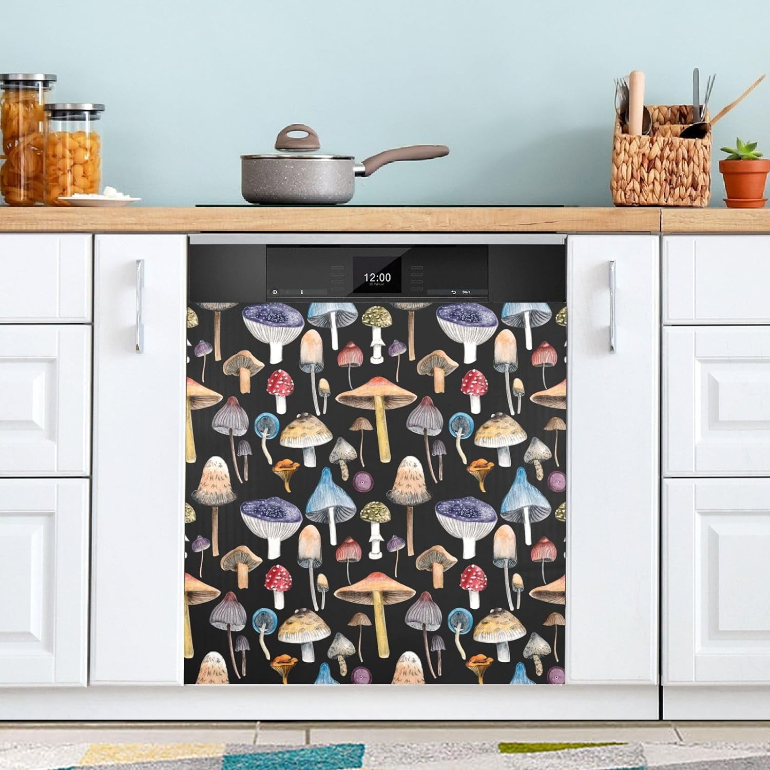 Colorful Mushrooms Dishwasher Magnet Cover, Kitchen Dish Washer Door ...
