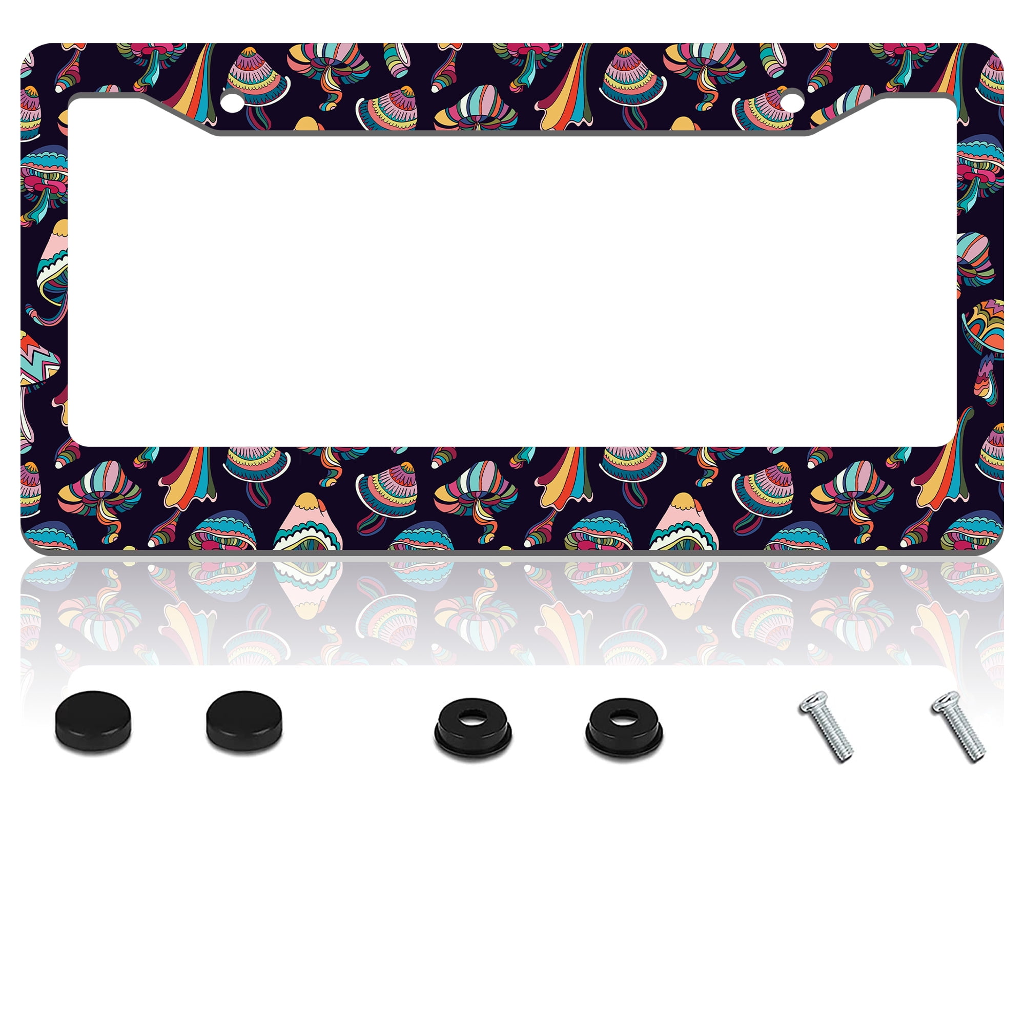 Colorful Mushrooms License Plate Frame Metal Car Accessories ...