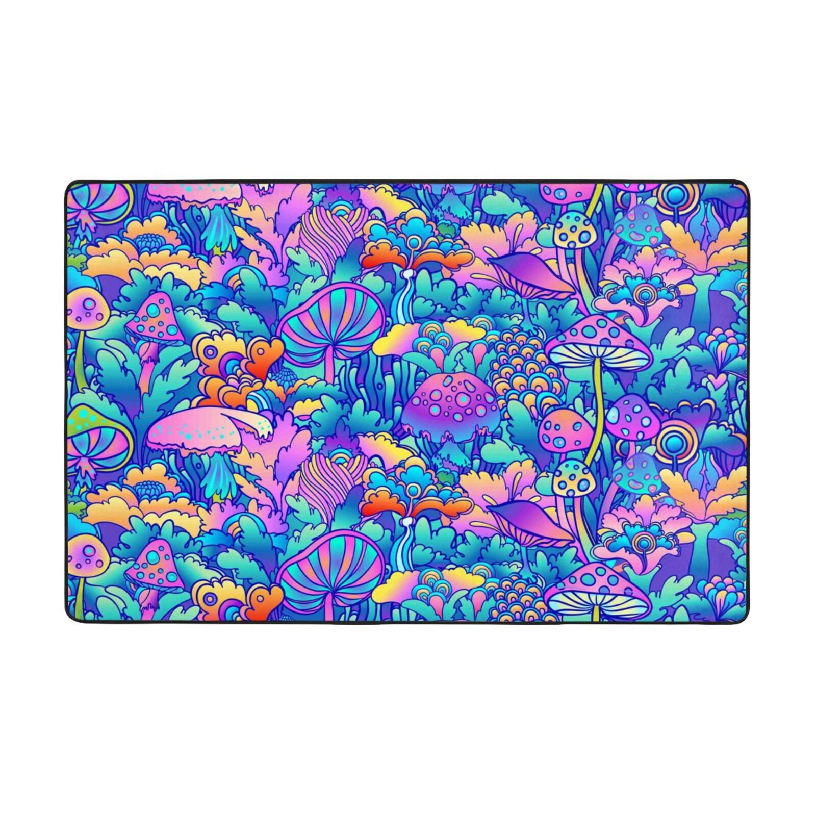 Colorful Mushrooms Shaggy Area Rug, Rugs for Living Room Bedroom Non ...