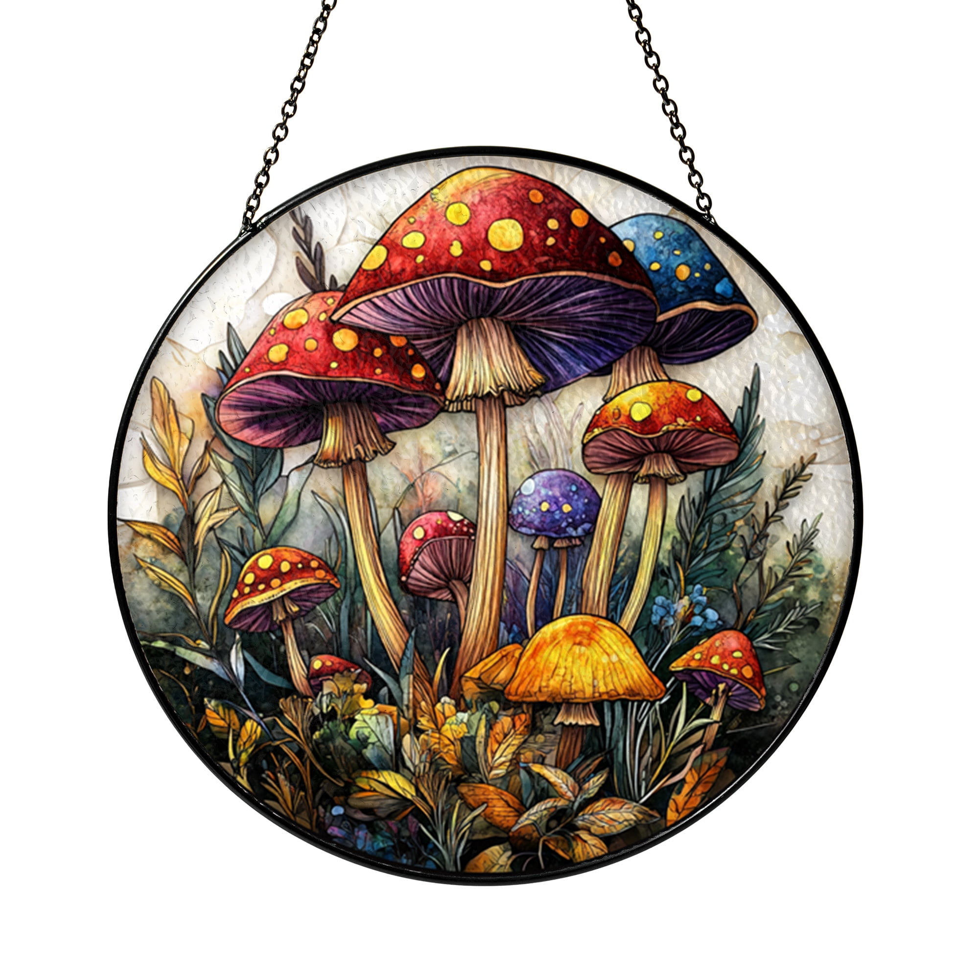 Colorful Mushrooms Stained Glass Window Suncatcher, Forest Window ...