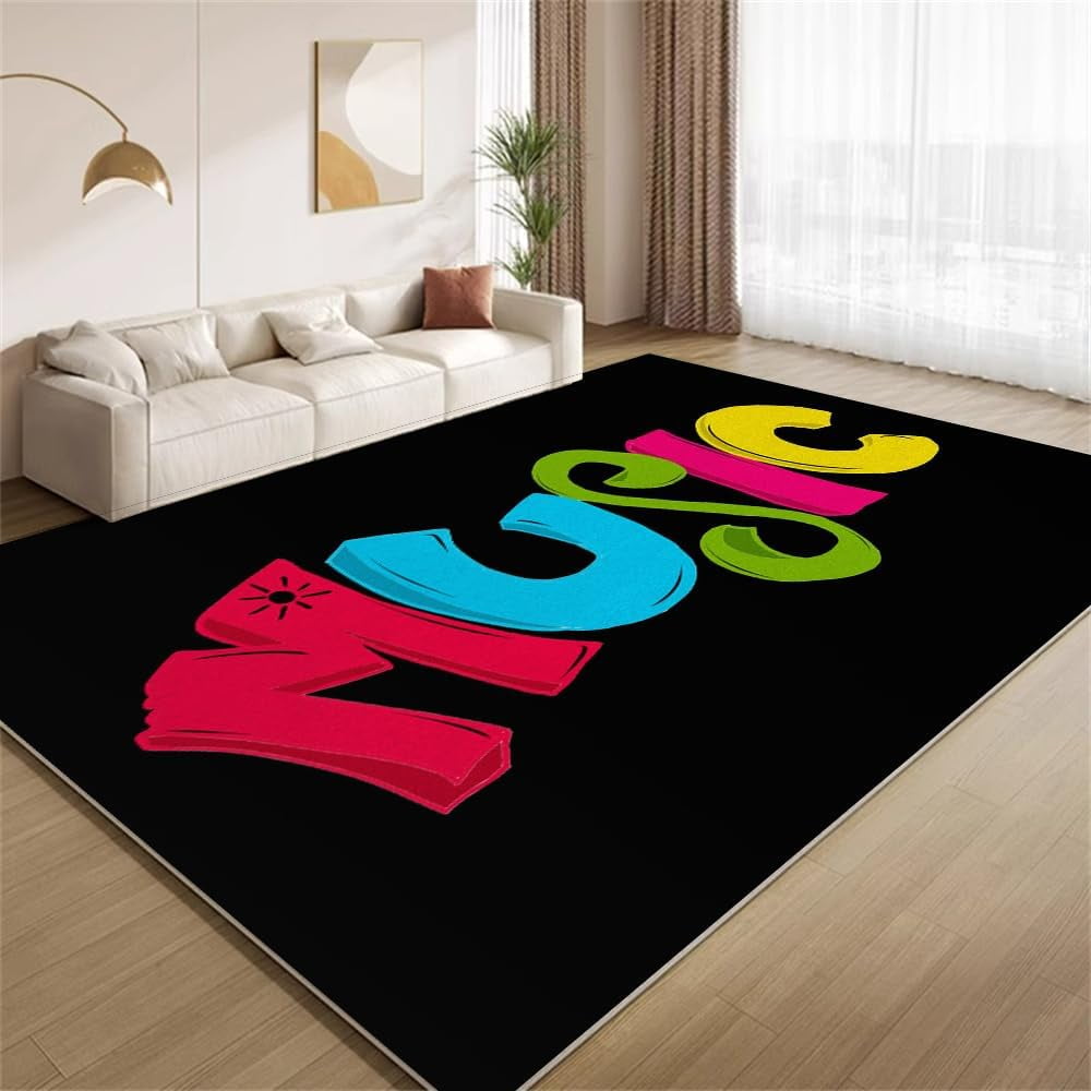 Colorful Music Area Rug Modern Aesthetic Rugs Simple Boho Low Pile ...