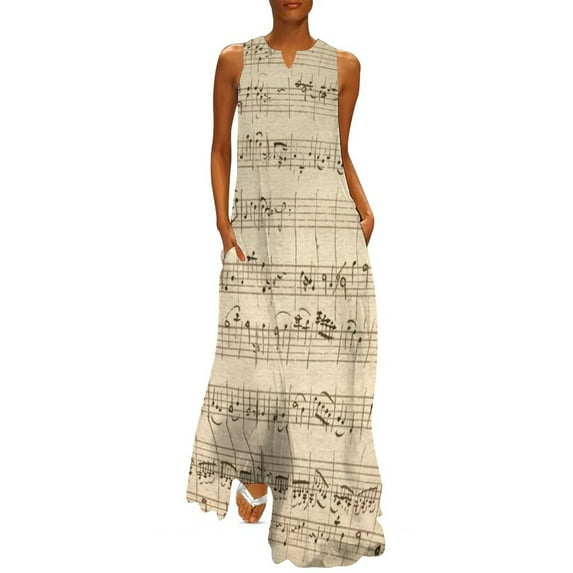 Colorful Music Dress Retro Vinyl Records Party Maxi Dress V Neck ...