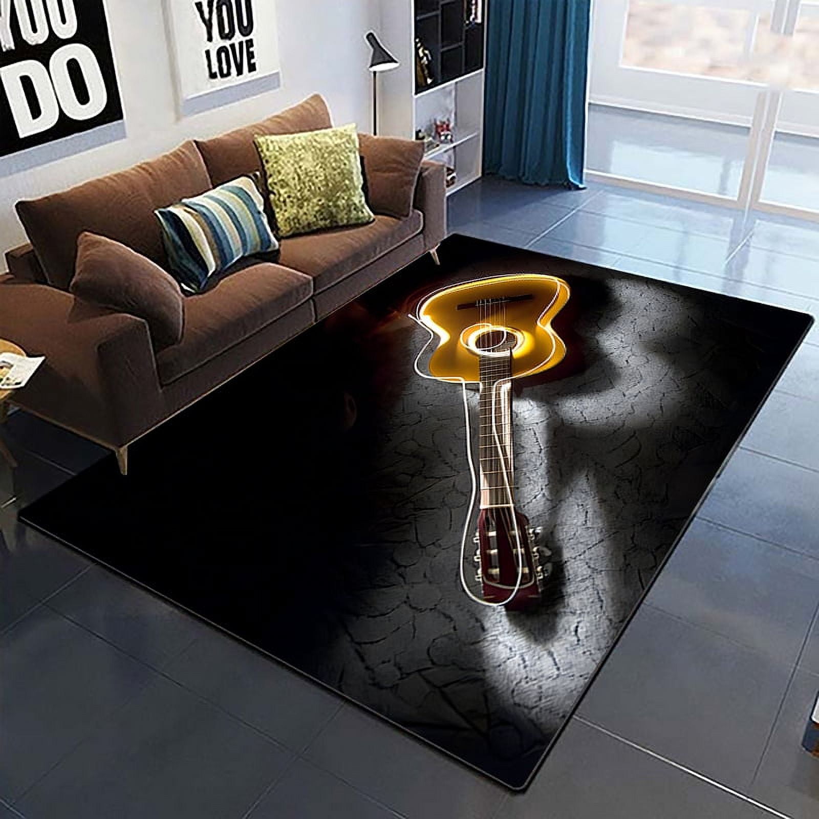 Colorful Music Guitar Melody 3D Printed Carpets for Living Room Non ...