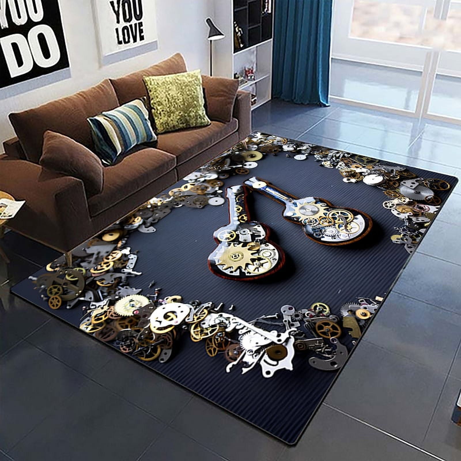Colorful Music Guitar Melody 3D Printed Carpets for Living Room NonSlip ...