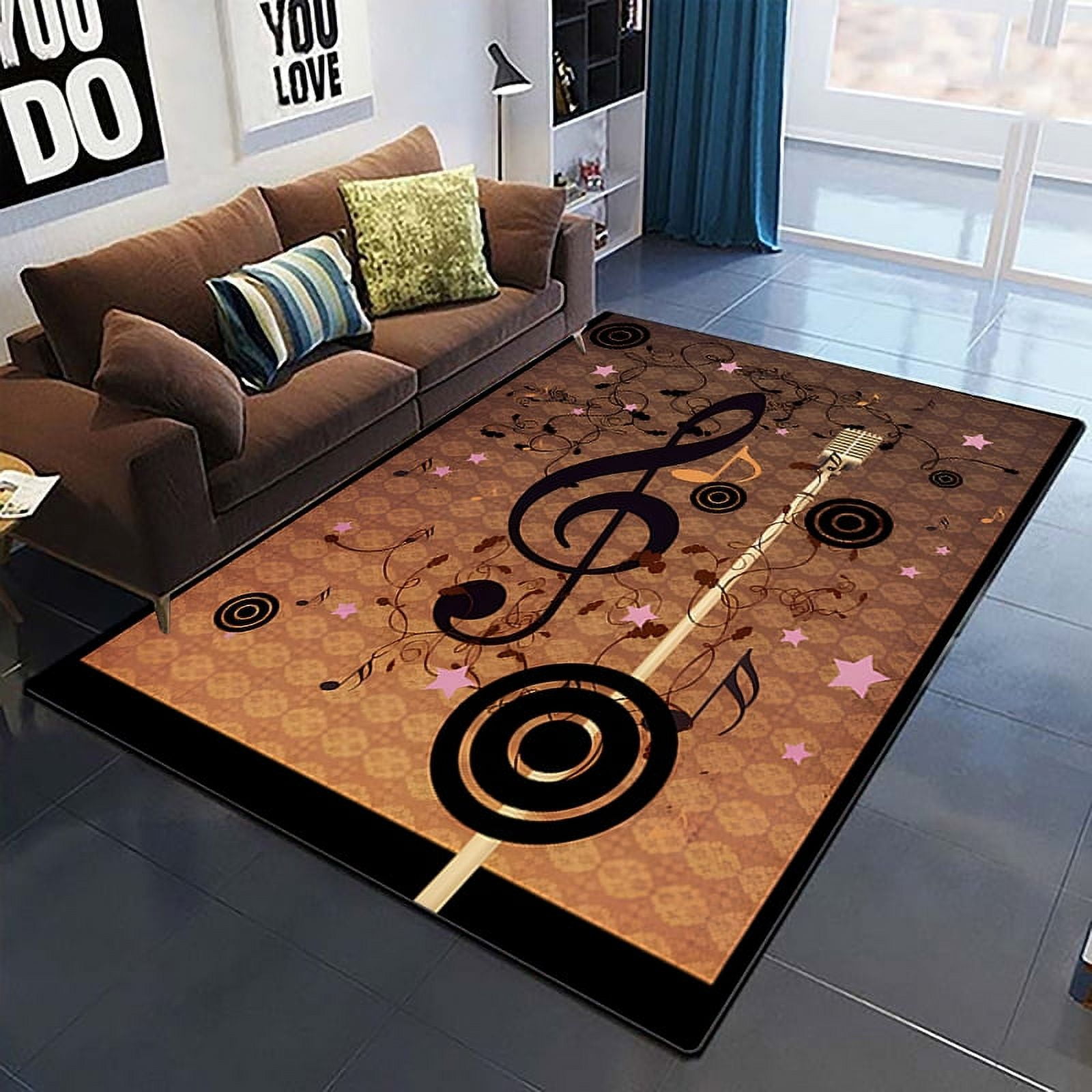 Colorful Music Guitar Melody 3D Printed Carpets for Living Room NonSlip ...
