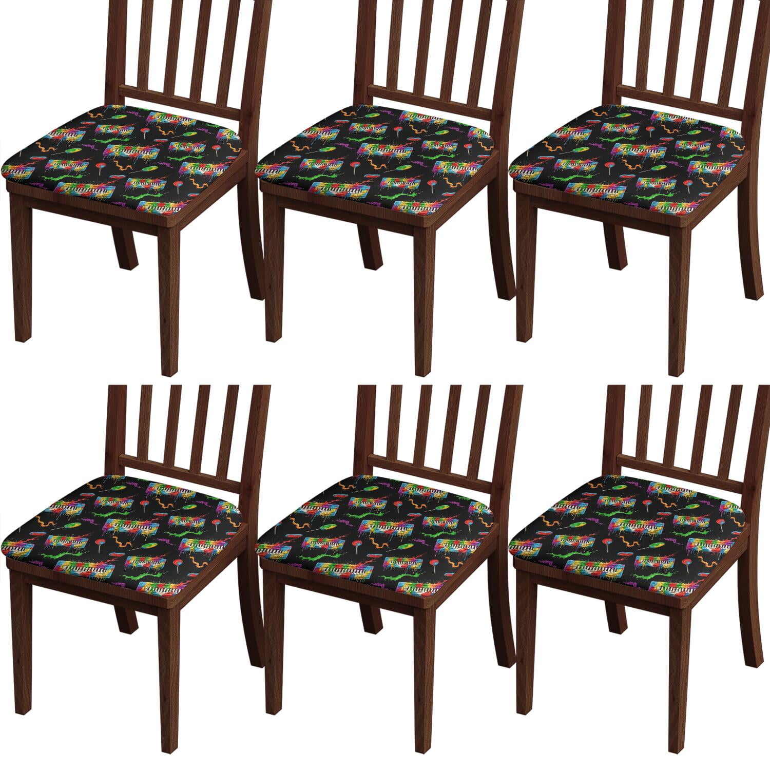 Colorful Music Keyboard Black Pattern Seat Covers for Dining Room ...