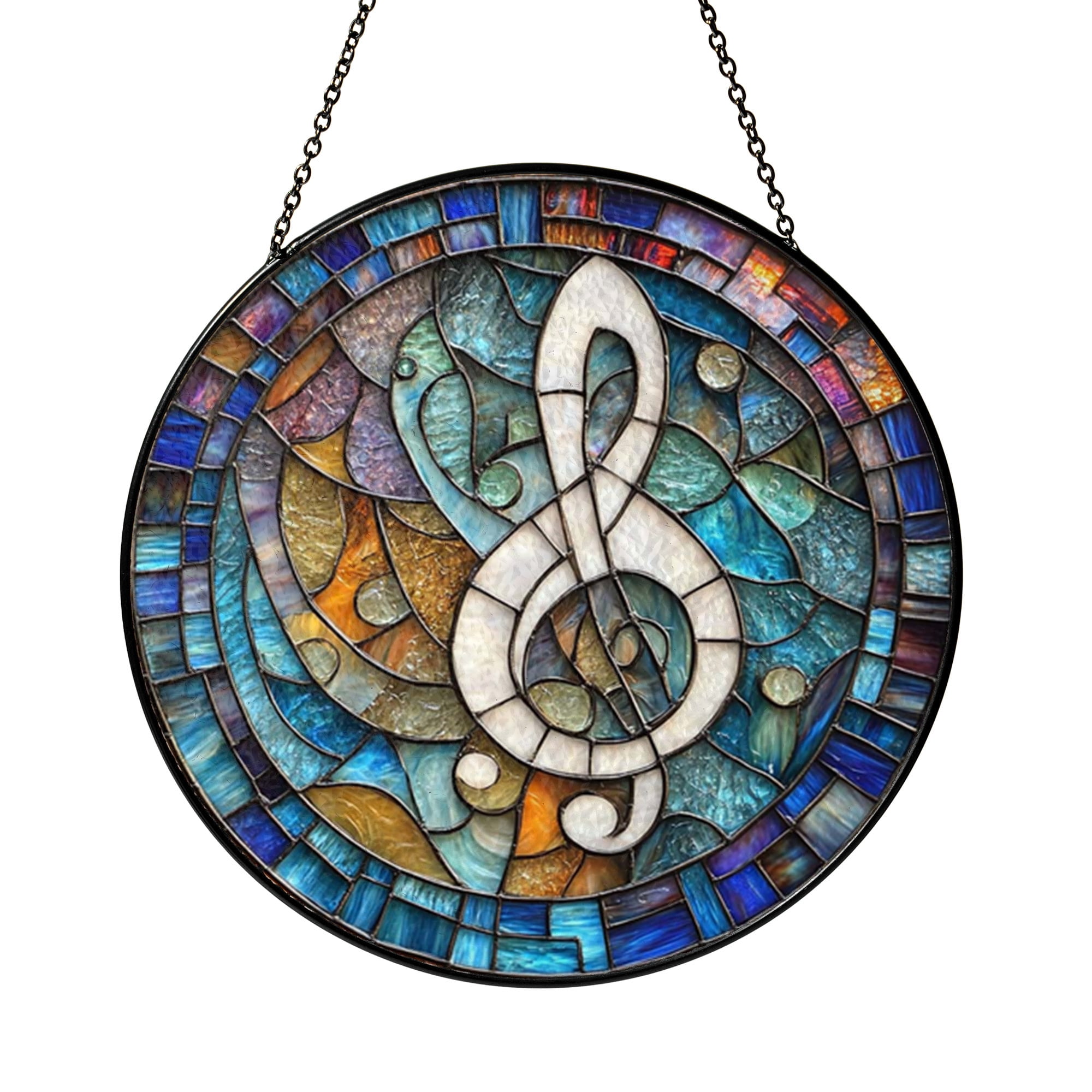 Colorful Music Note Window Suncatcher, Faux Glass Inspired Design for ...