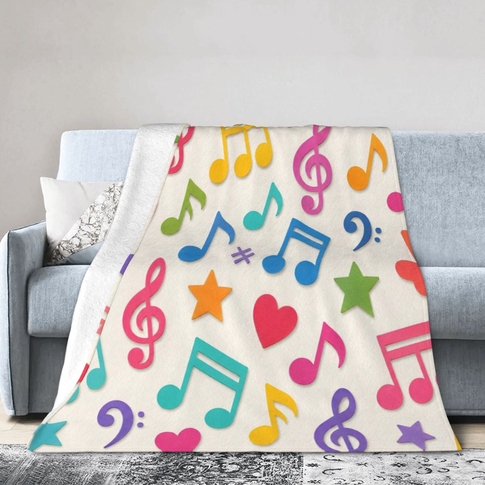 Colorful Music Notes Blanket Gift Throw Blanket Gift for Music Lovers ...
