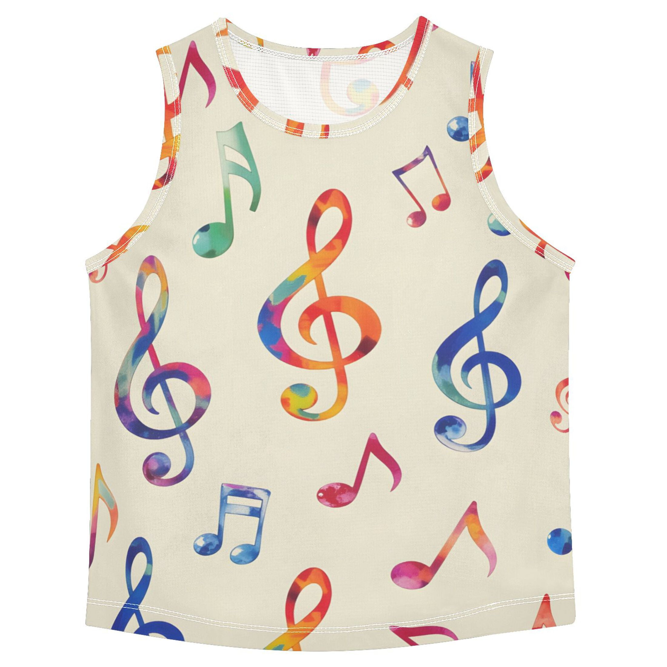 Colorful Music Notes Boys' Vest Undershirt Tank Top Sleeveless Quick ...