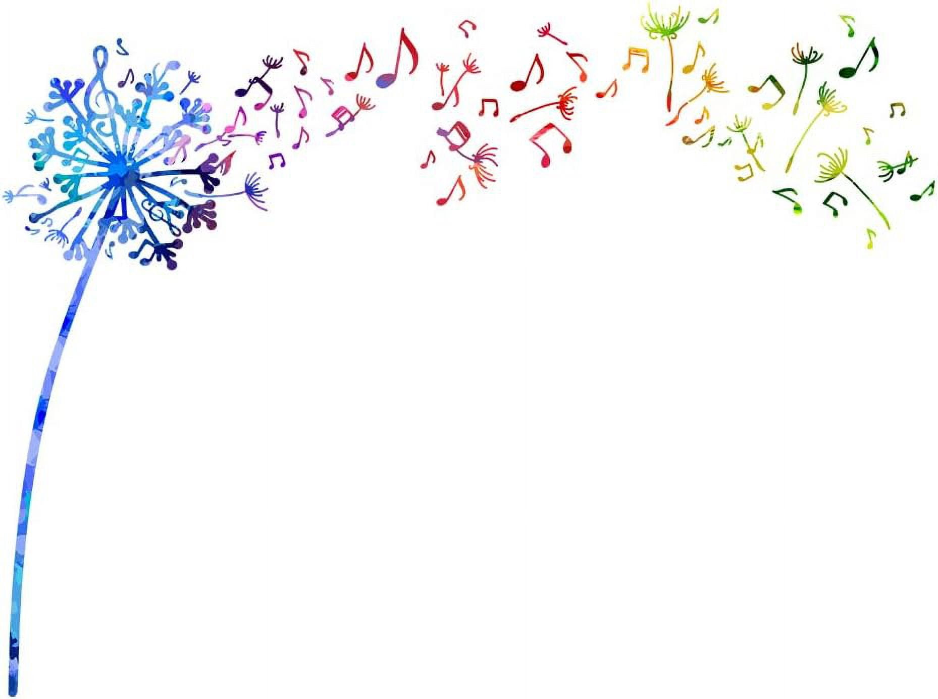 Colorful Music Notes Dandelion Wall Decor Flower Wall Sticker ...