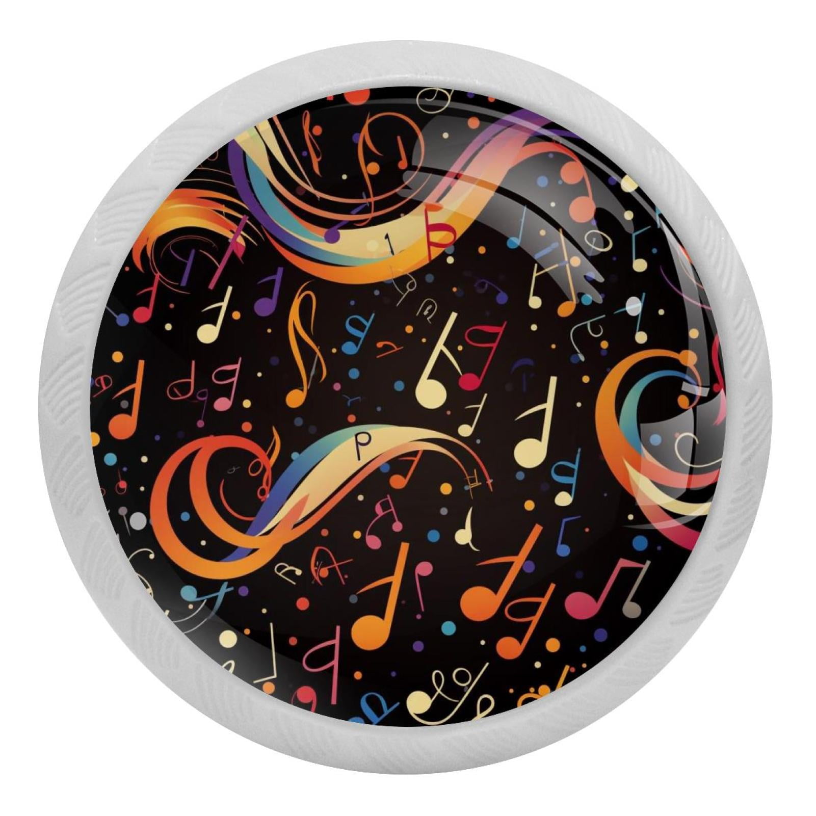 Colorful Music Notes Glow in The Dark Crystal Glass Cabinet Knobs 4 Pcs ...
