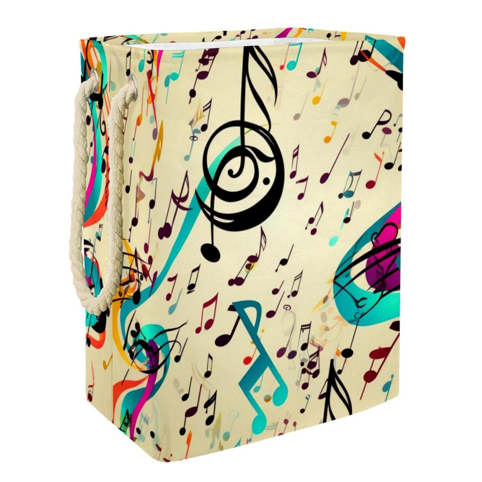 Colorful Music Notes Laundry Hamper, Collapsible Laundry Baskets Firm ...