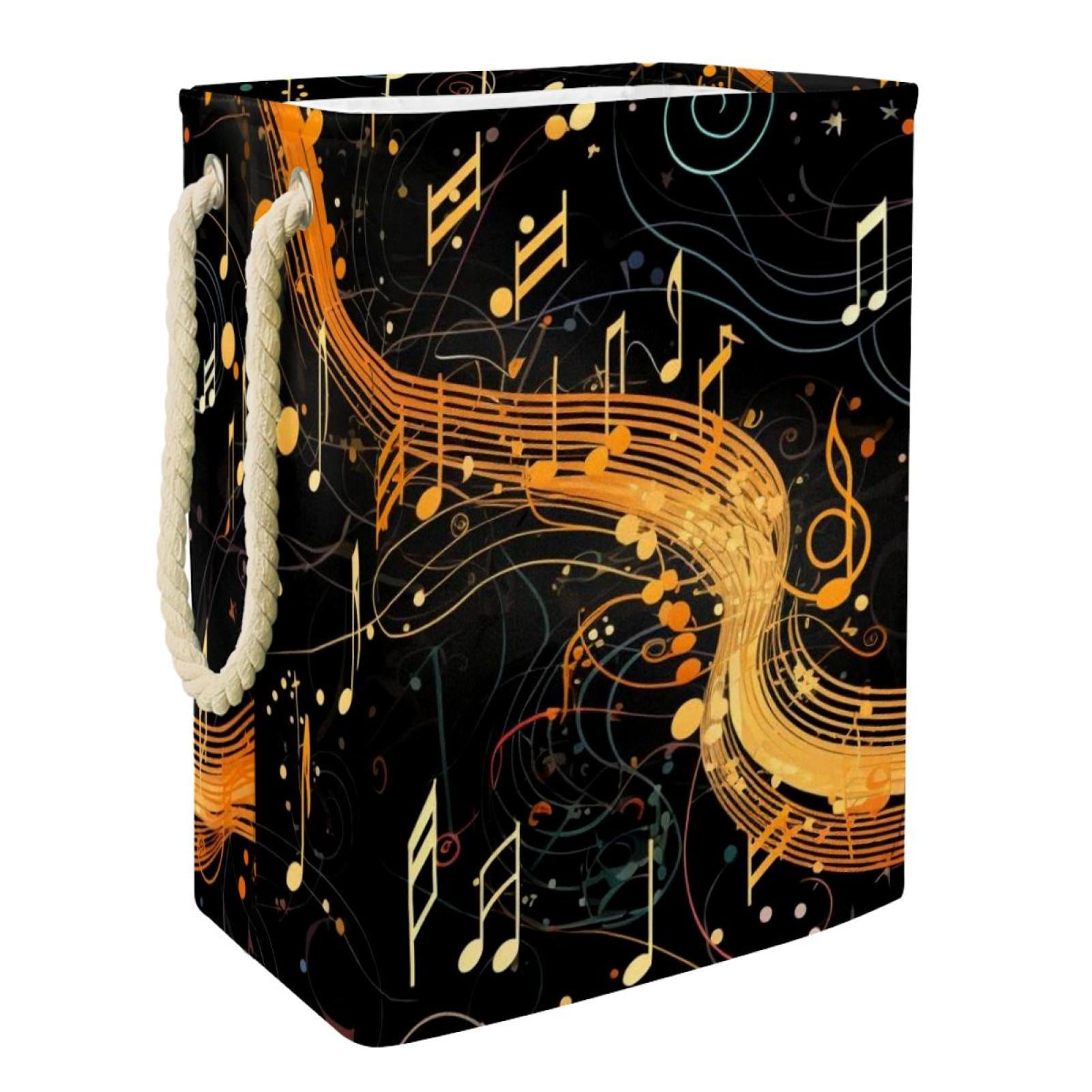 Colorful Music Notes Laundry Hamper, Collapsible Laundry Baskets Firm ...