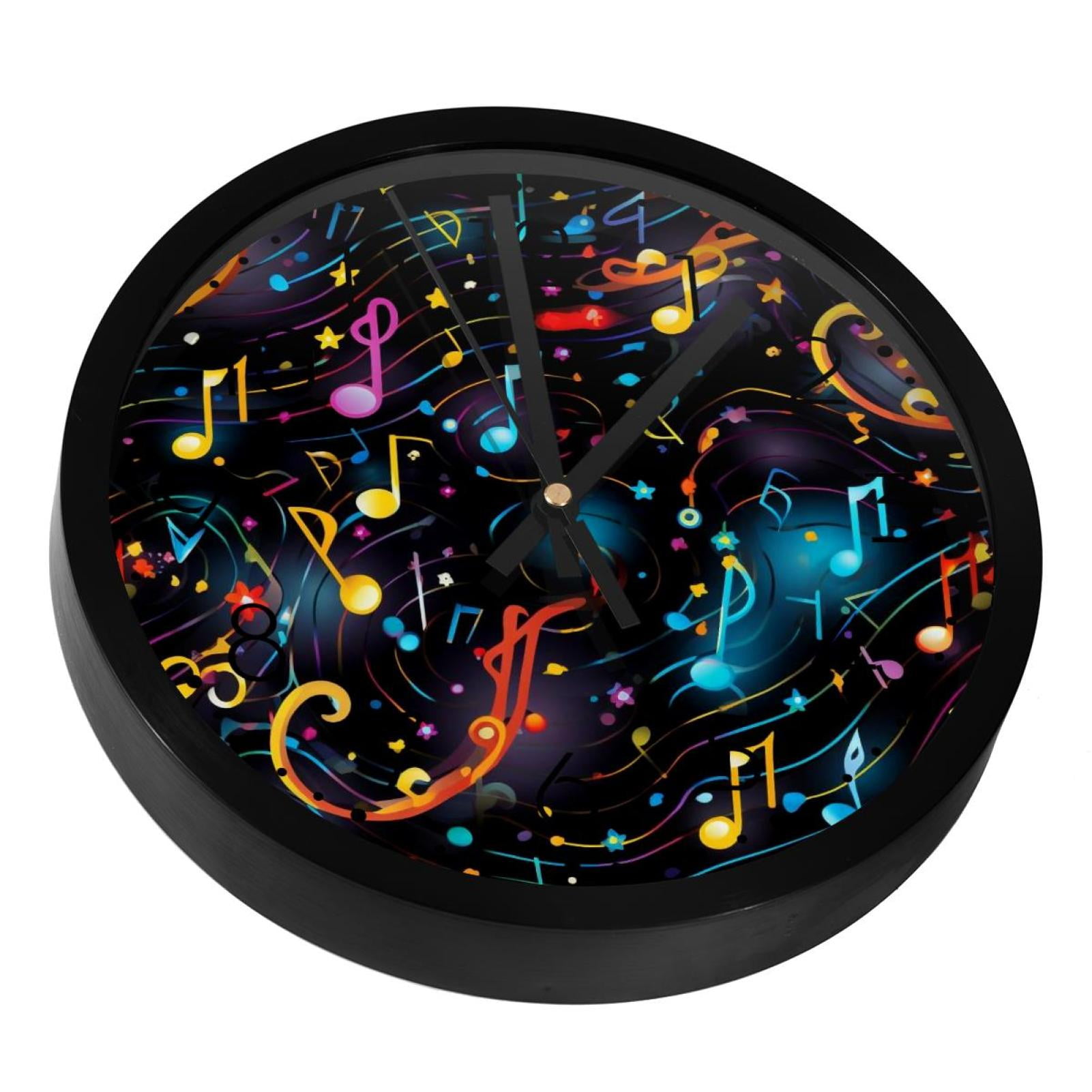 Colorful Music Notes Silent Wall Clock, Non Ticking Battery Operated 9. ...