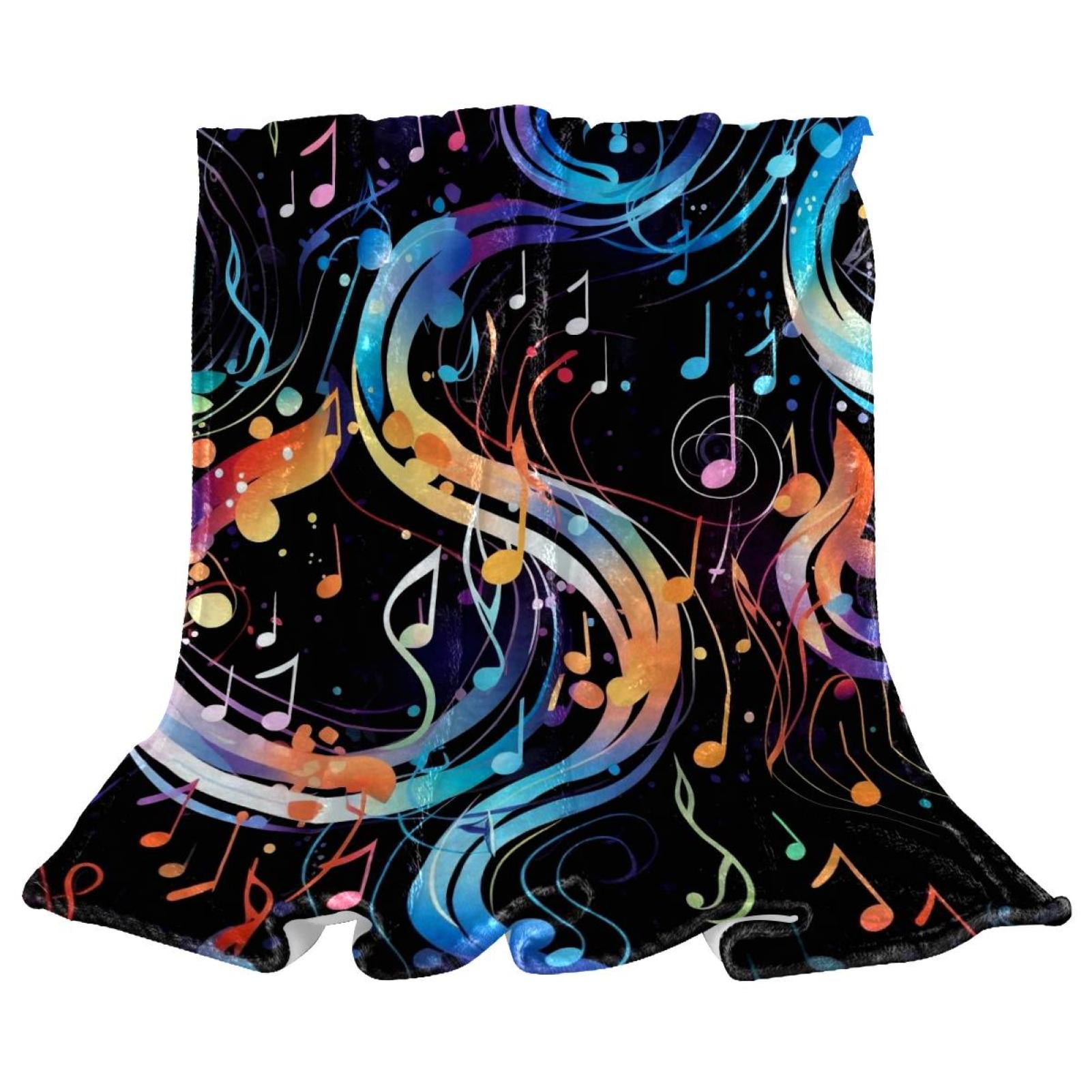 Colorful Music Notes Soft Throw Blanket Cozy Fleece Sofa Bed Couch ...