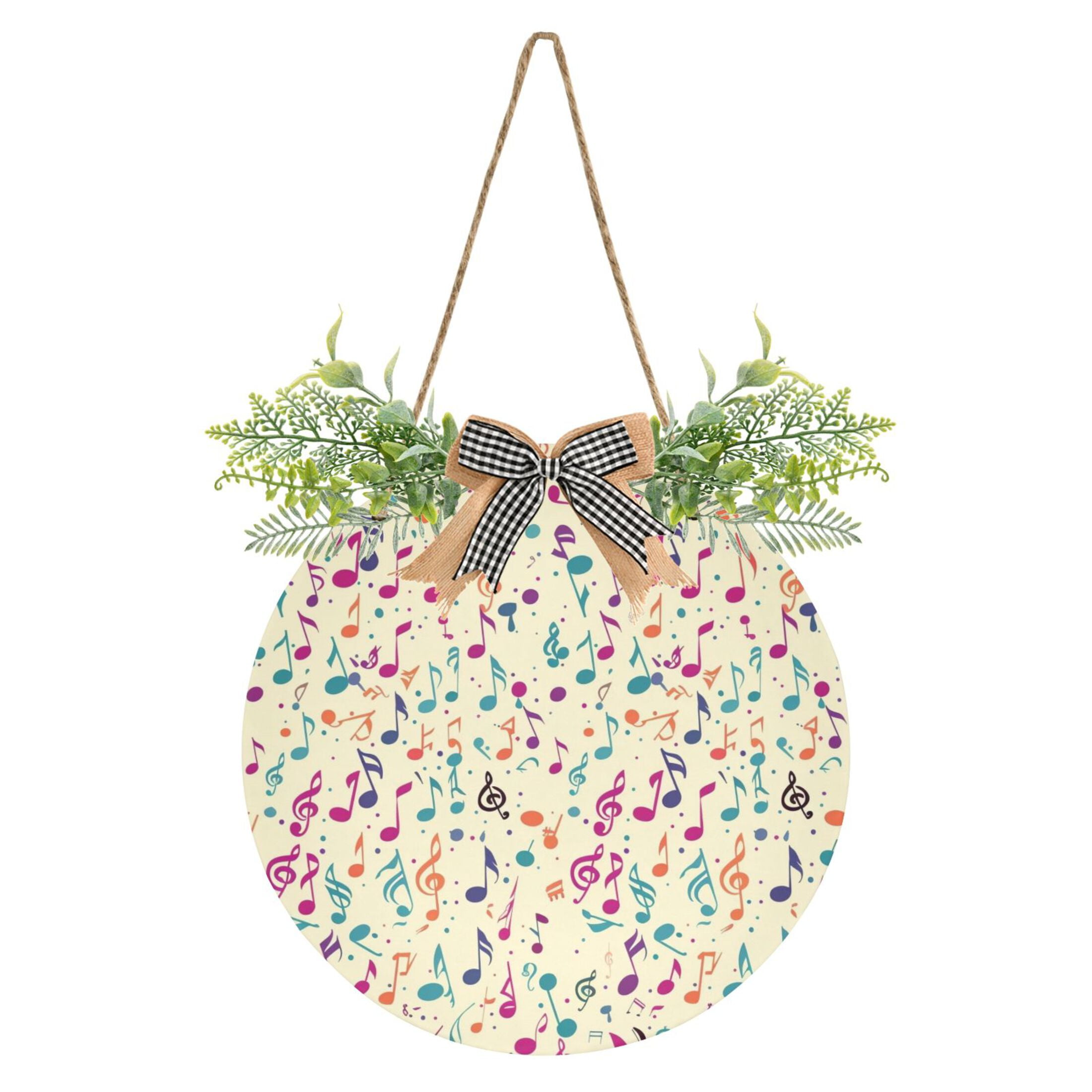 Colorful Music Notes Welcome Front Door Sign Round 12 inch Porch ...