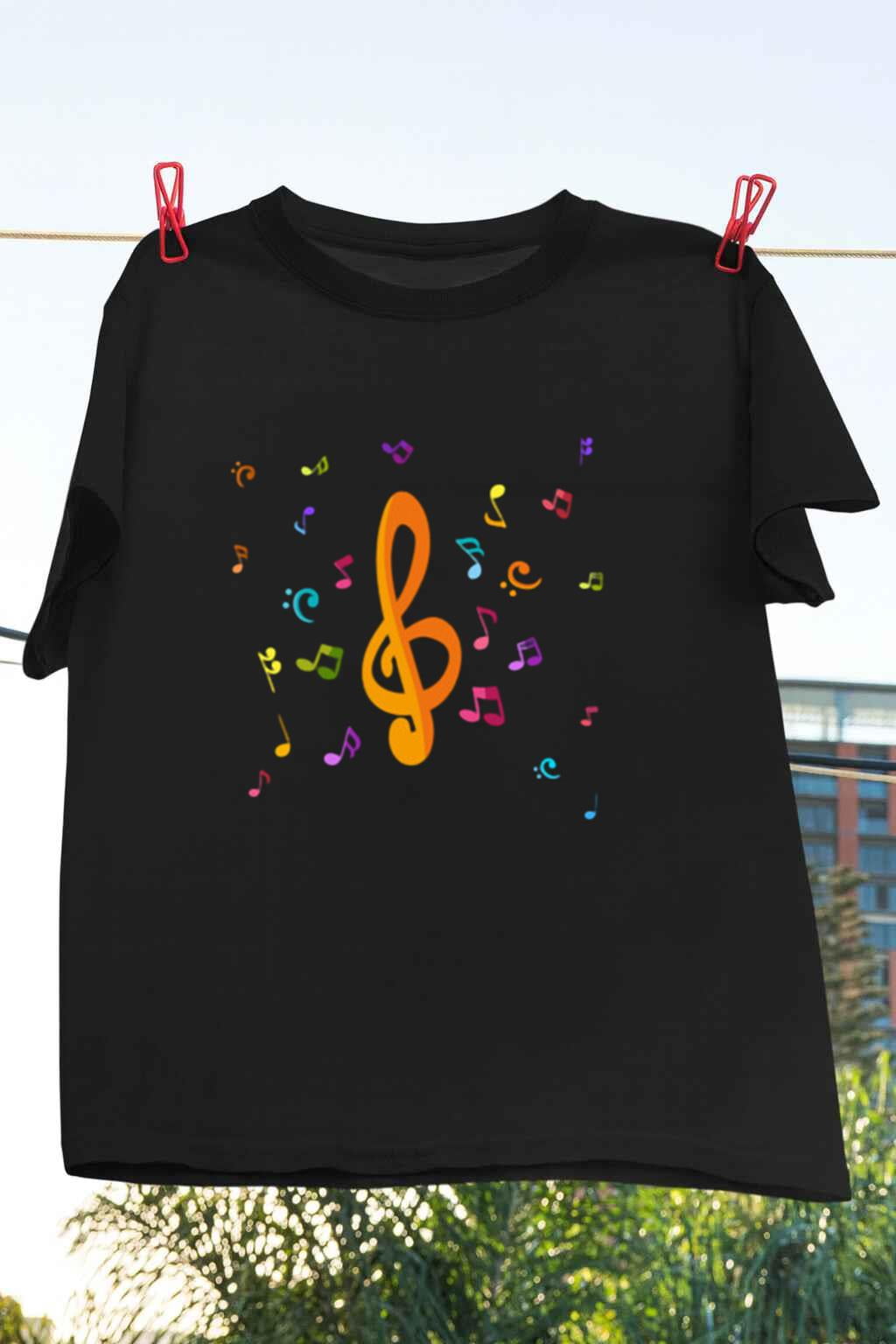 Colorful Music Notes With Treble Clef Artistic Music Graphic Unisex T ...
