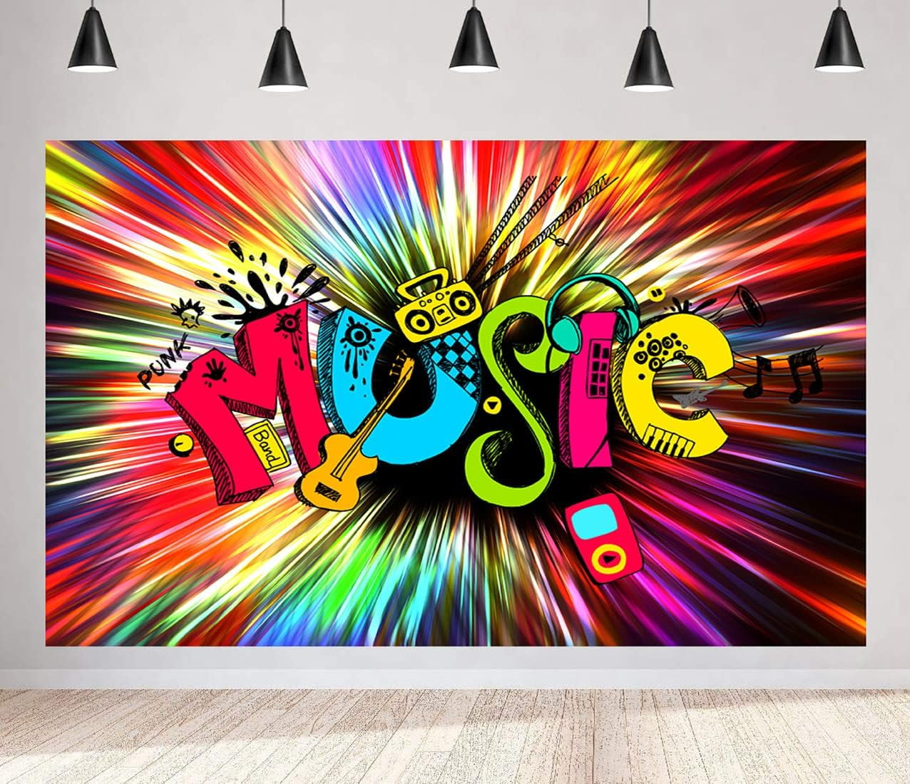 Colorful Music Party Backdrop Guitar Speaker Photo Background Hip Hop ...
