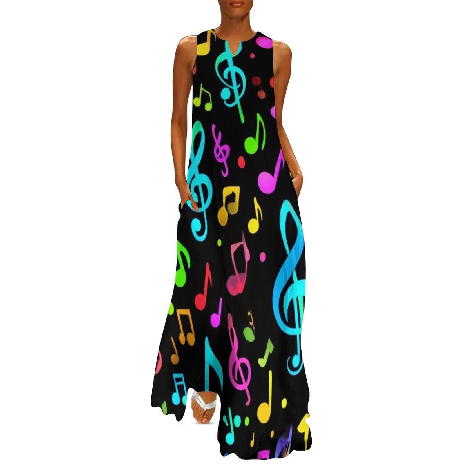 Colorful Music Symbols Long Dress Women's summer dress women's evening ...