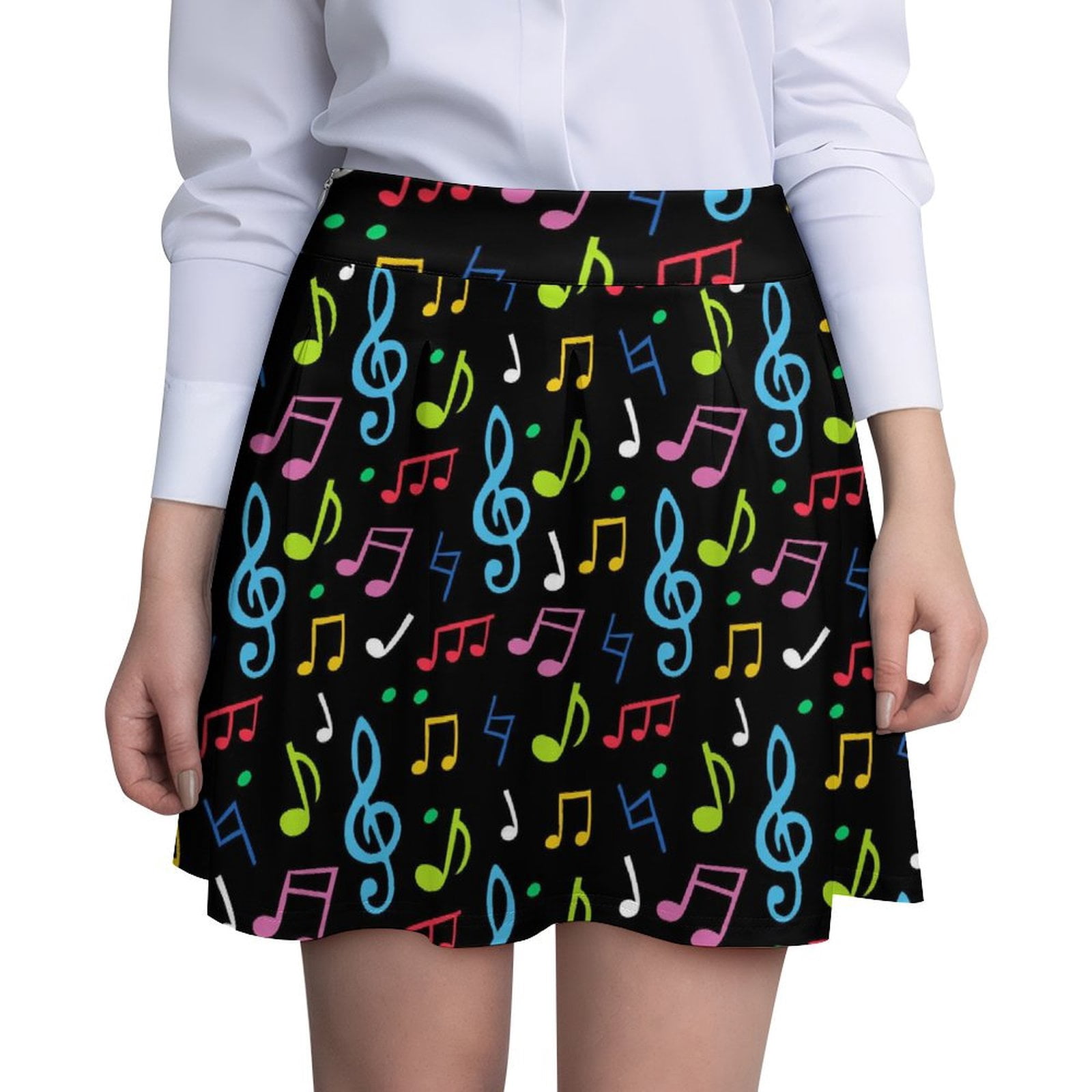 Colorful Music Symbols Women's Casual Mini Skirt Invisible Zipper ...