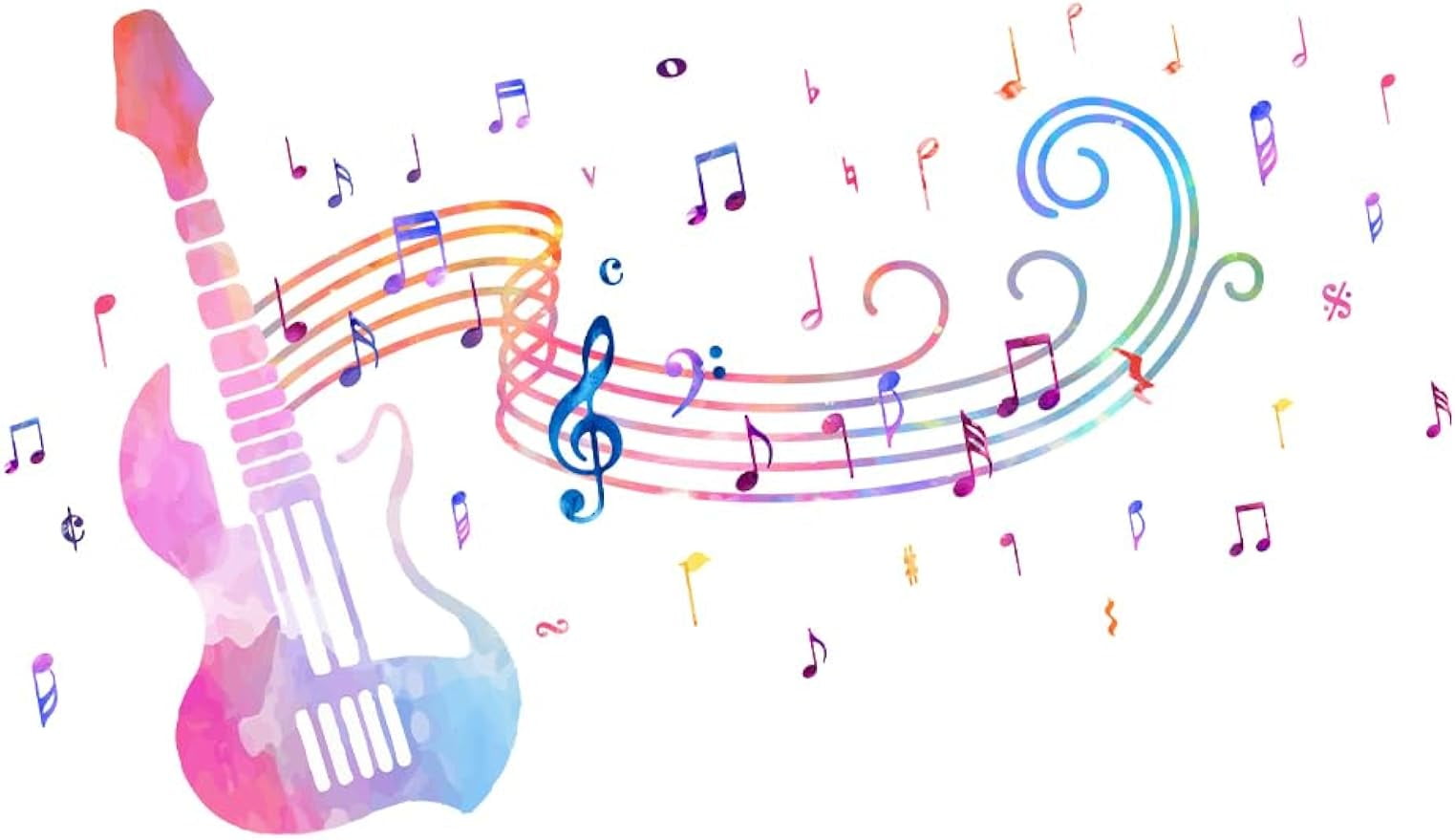 Colorful Music Theme Wall Sticker Pentatonic Score Wall Decal Removable ...