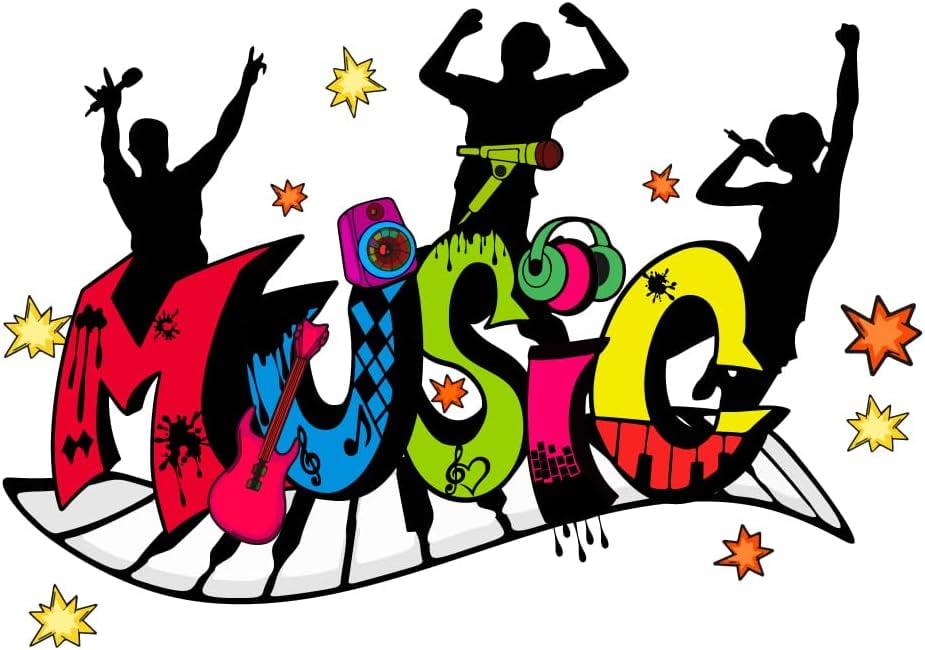 Colorful Music Wall Sticker Rock Music Wall Decal Piano Key Decals ...