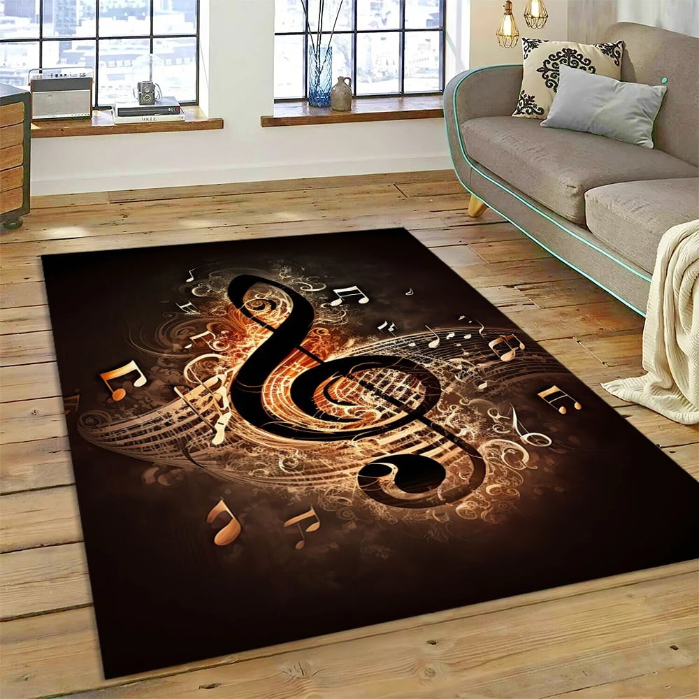 Colorful Musical Note Music Score Cartoon Carpet Rug for Home Living ...