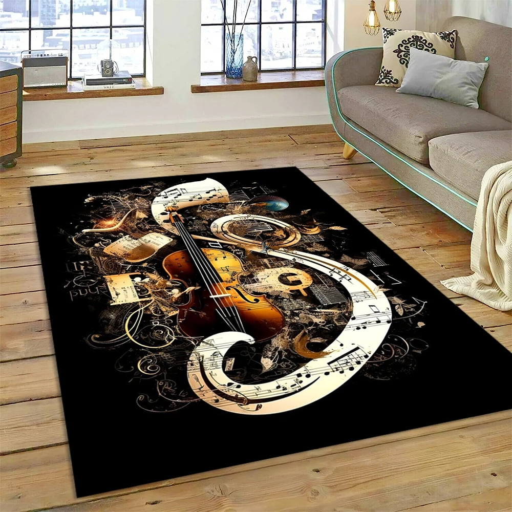 Colorful Musical Note Music Score Cartoon Carpet Rug for Home Living ...
