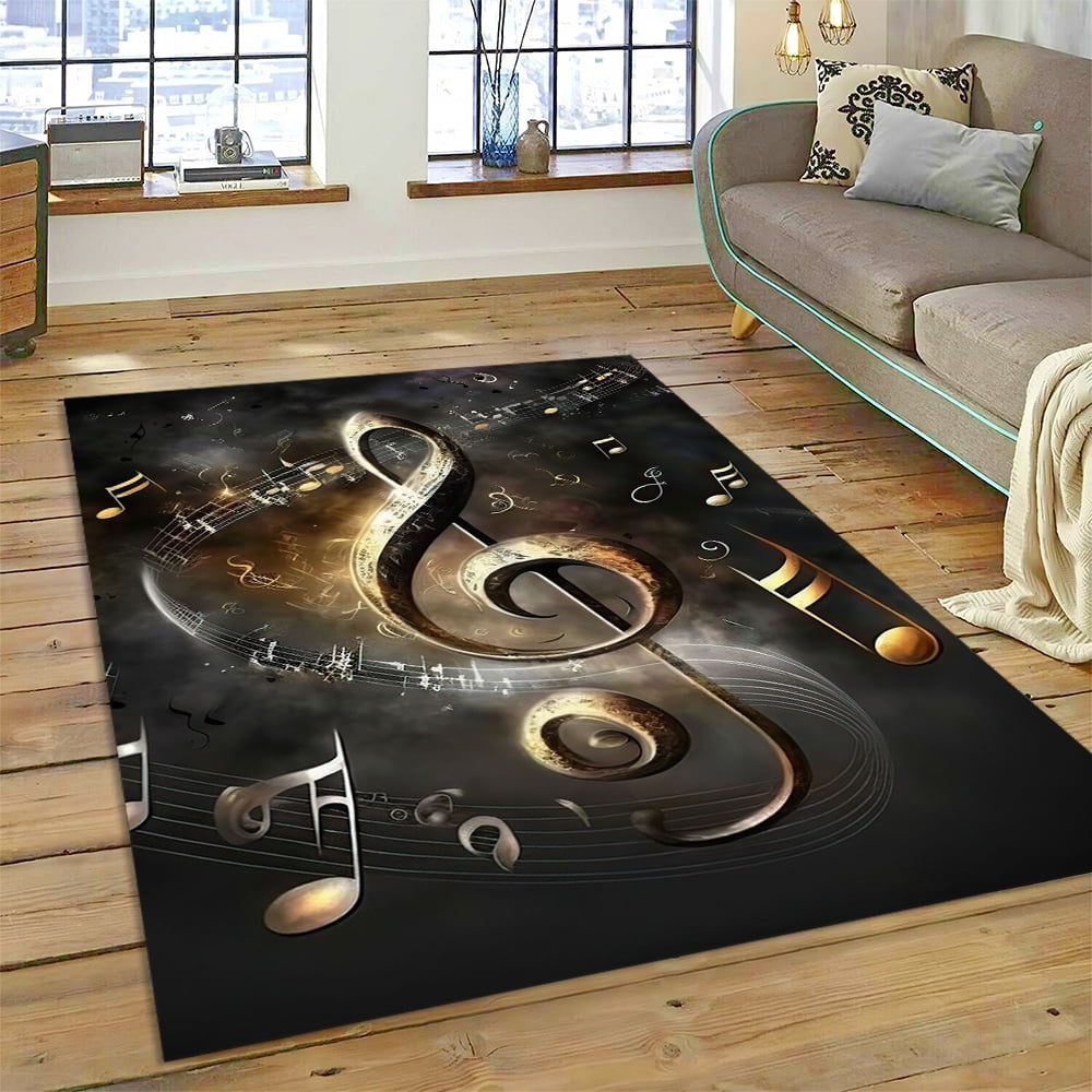Colorful Musical Note Music Score Cartoon Carpet Rug for Home Living ...