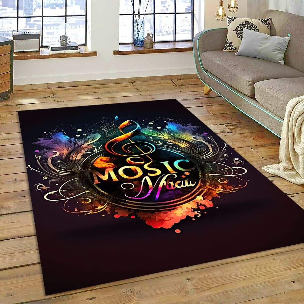 Colorful Musical Note Music Score Cartoon Carpet Rug for Home Living ...
