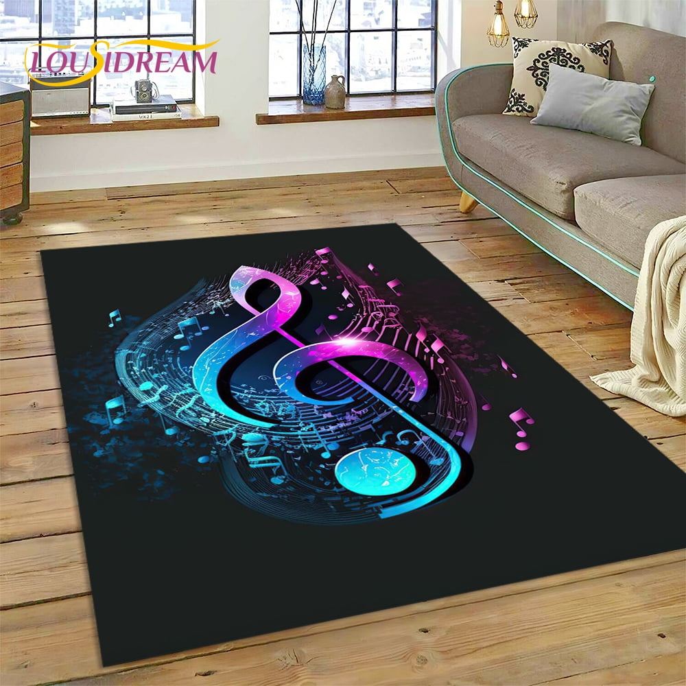 Colorful Musical Note Music Score Cartoon Carpet Rug for Home Living ...