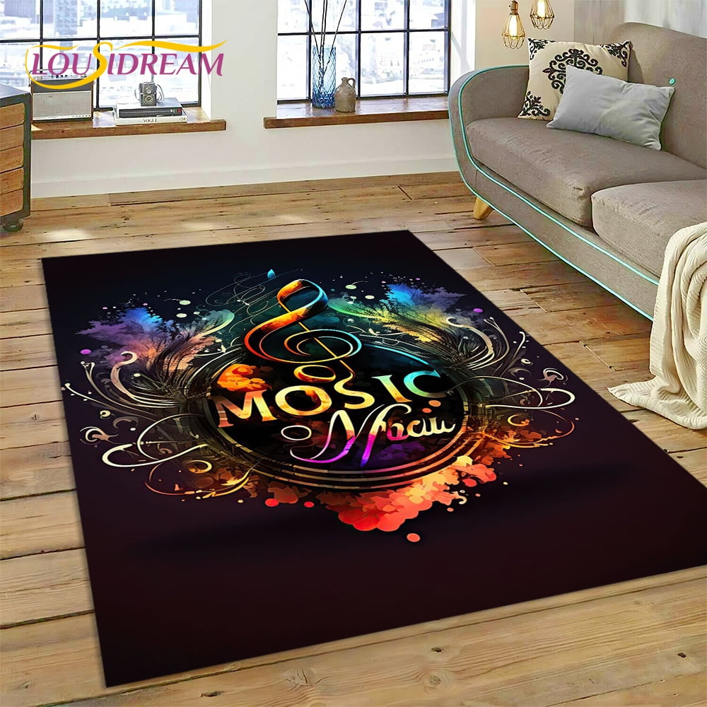 Colorful Musical Note Music Score Cartoon Carpet Rug for Home Living ...