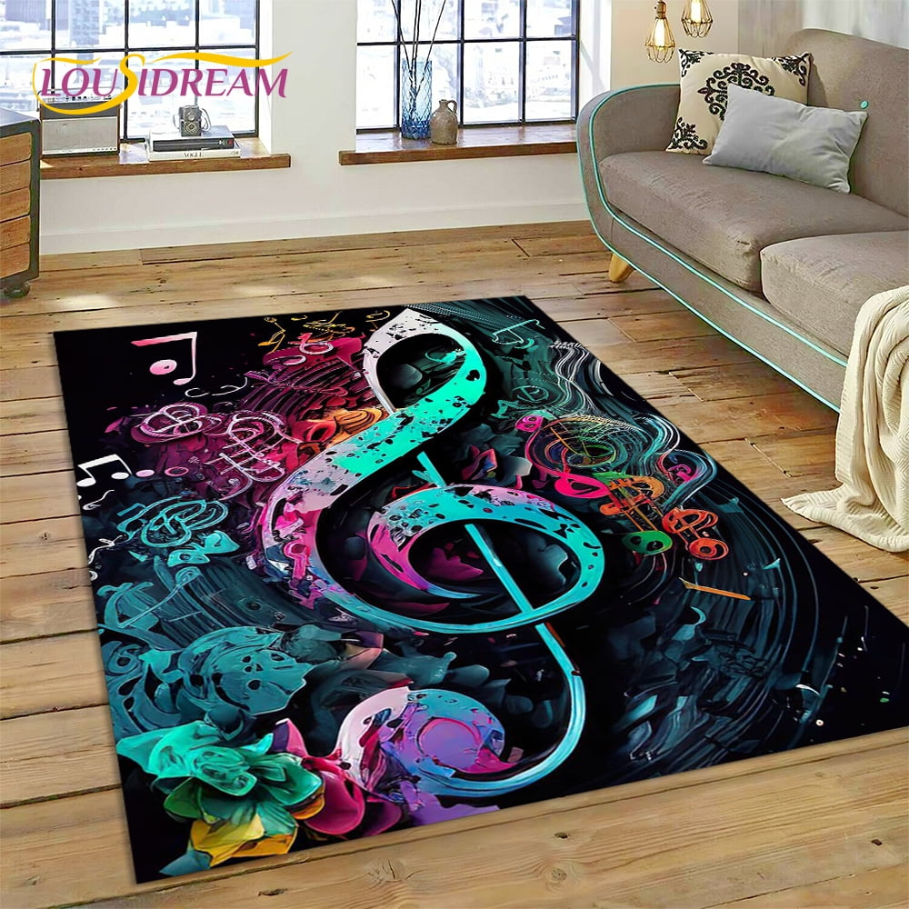 Colorful Musical Note Music Score Cartoon Carpet Rug for Home Living ...