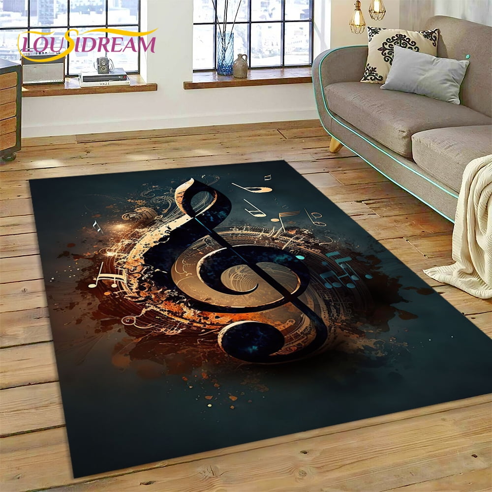 Colorful Musical Note Music Score Cartoon Carpet Rug for Home Living ...