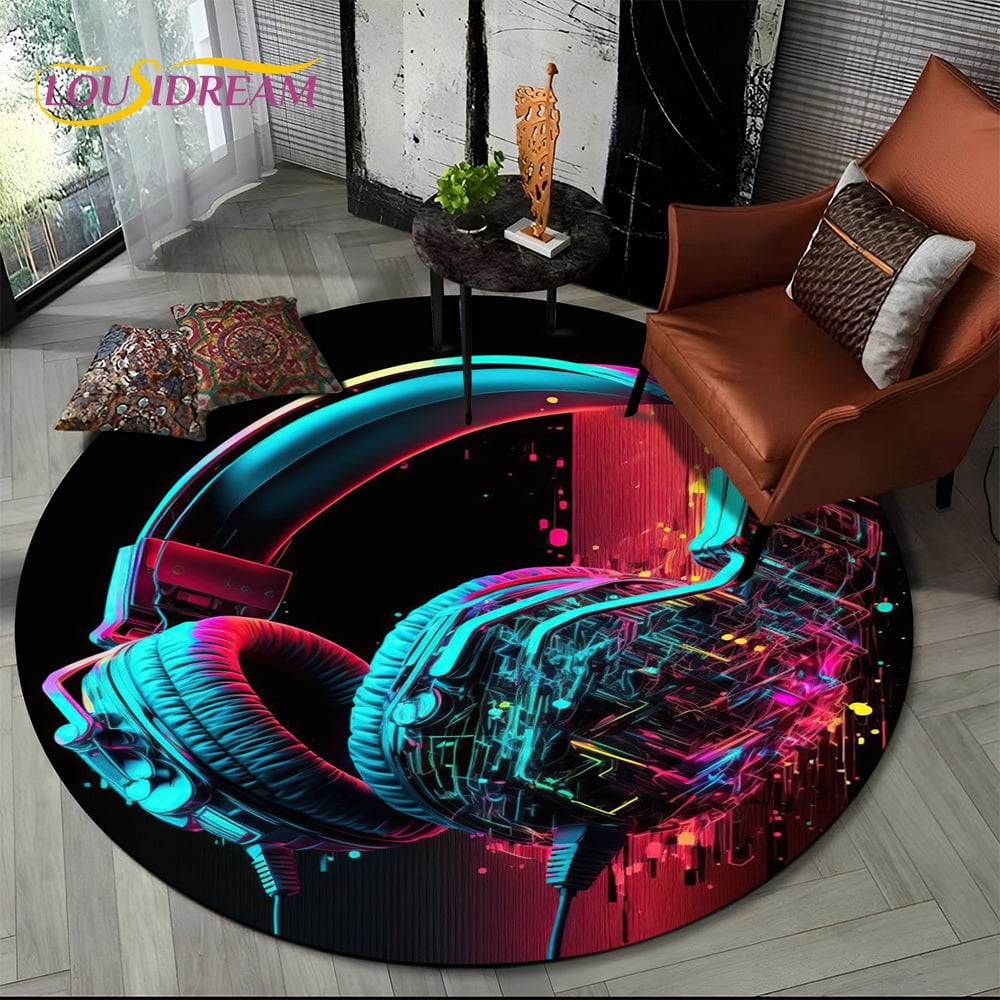 Colorful Musical Note Music Score Cartoon Round Carpet Rug for Living ...