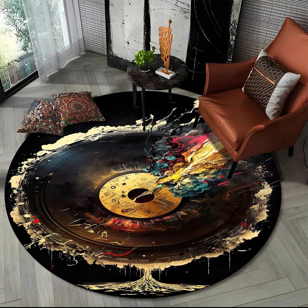 Colorful Musical Note Music Score Cartoon Round Carpet Rug for Living ...
