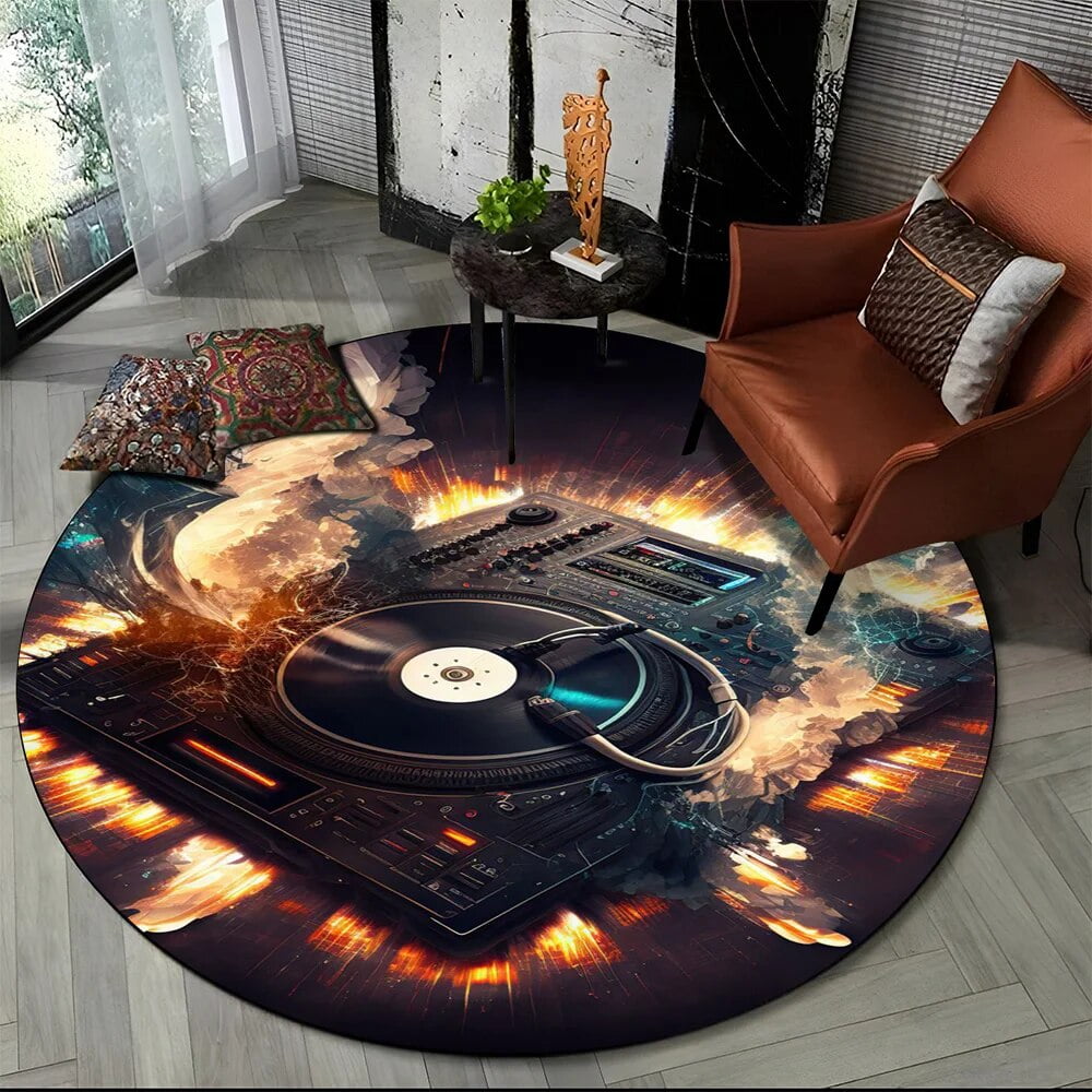 Colorful Musical Note Music Score Cartoon Round Carpet Rug for Living ...