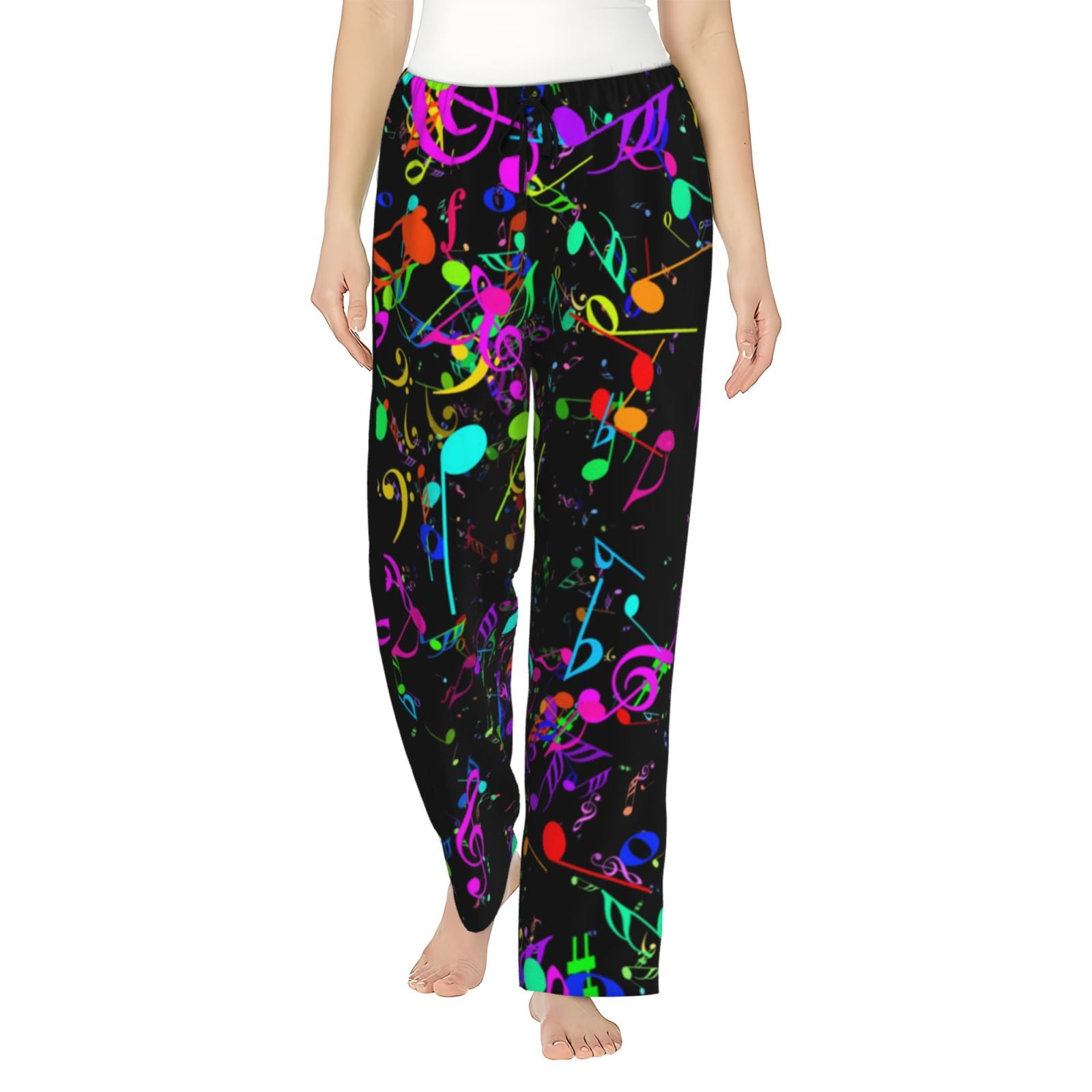 Colorful Musical Note Music Women's Comfy Pajama Pants with Pockets ...