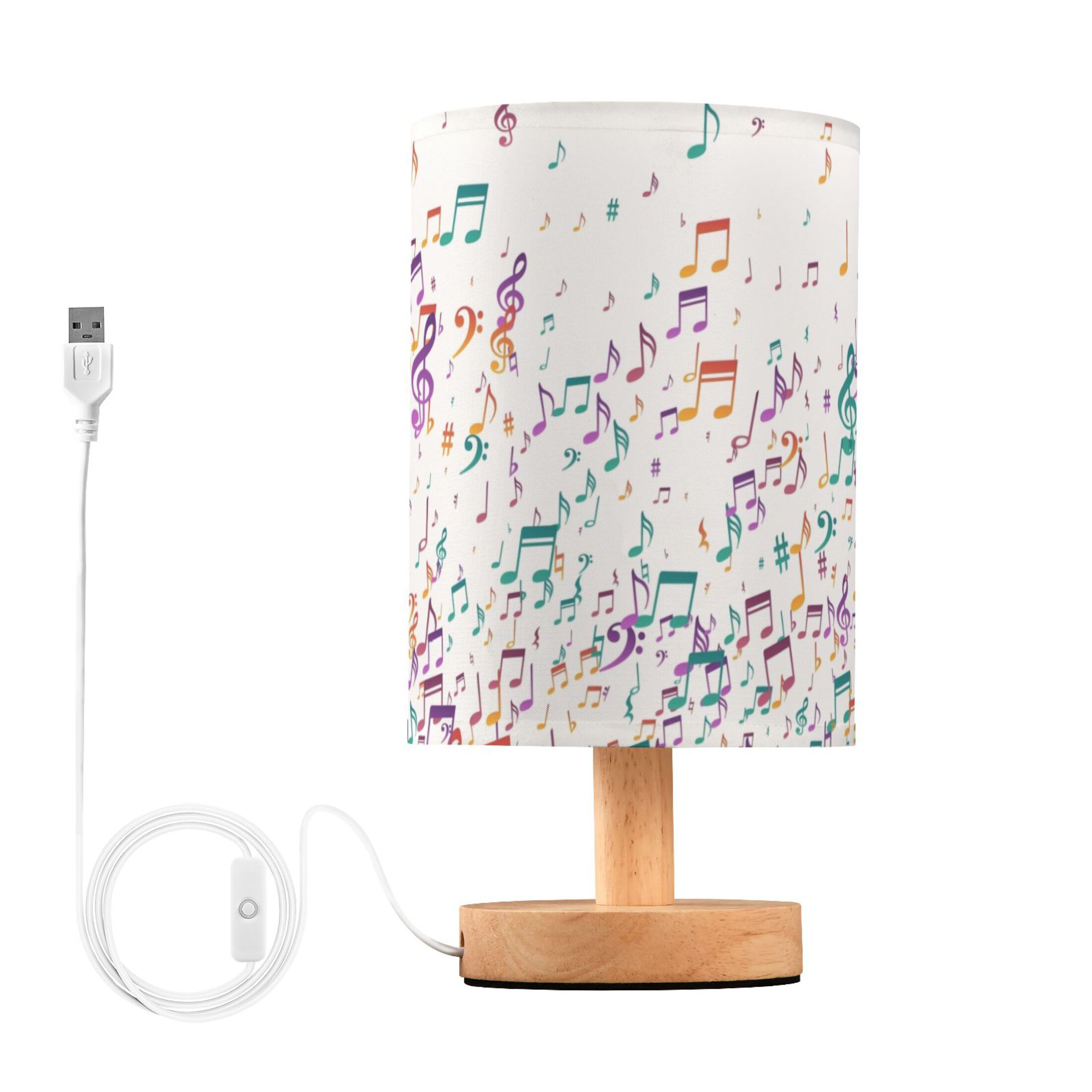 Colorful Musical Notes Bedside Table Lamp LED Warm Lights with USB ...