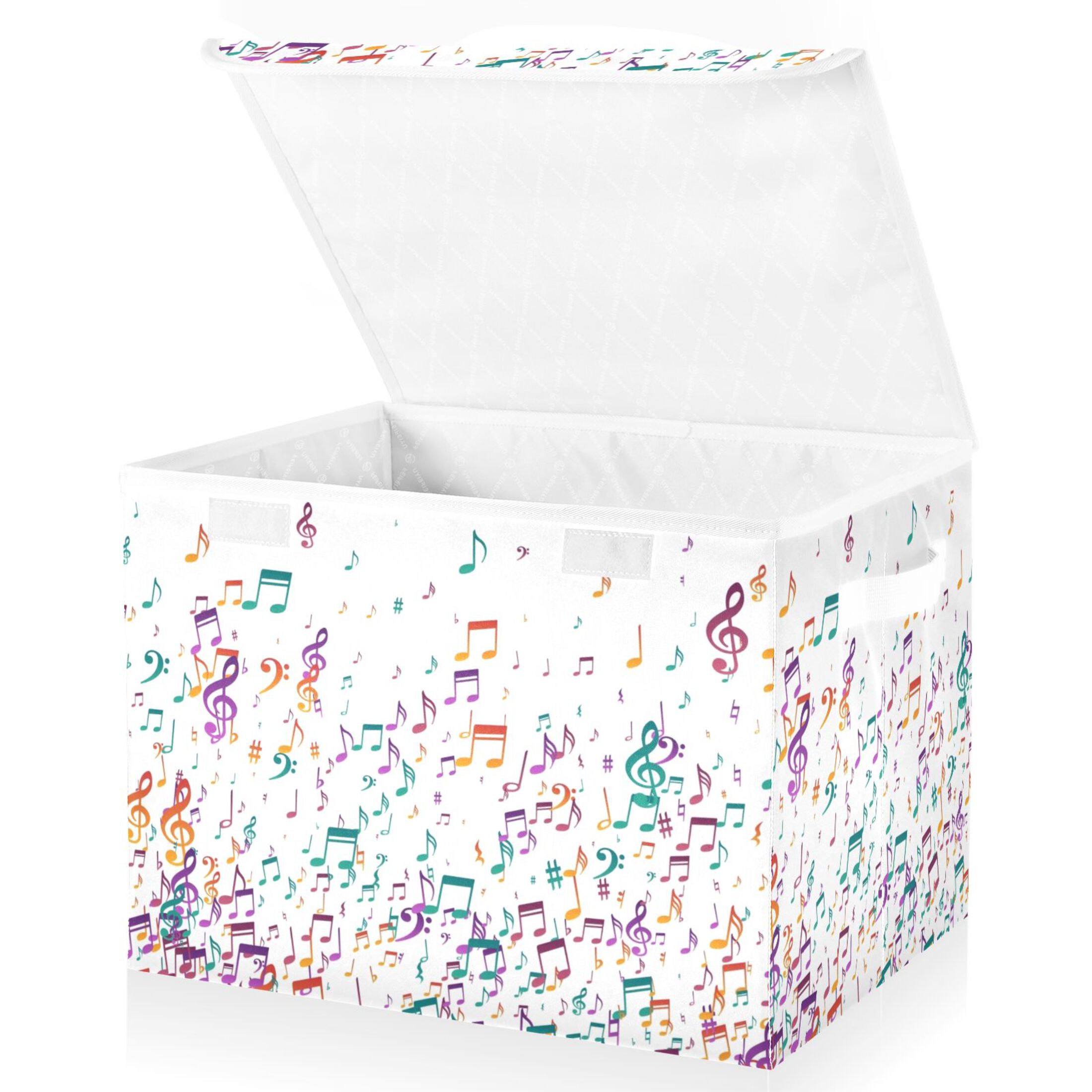 Colorful Musical Notes Large Lidded Storage Bin Foldable Storage Boxes ...