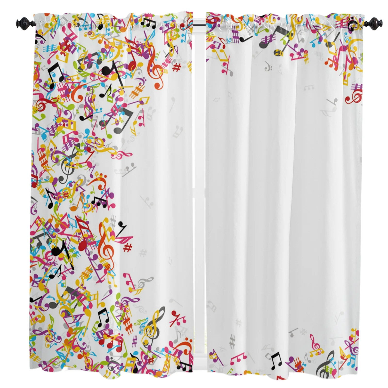 Colorful Musical Notes Music Symbol Curtain For Living Room Kids ...