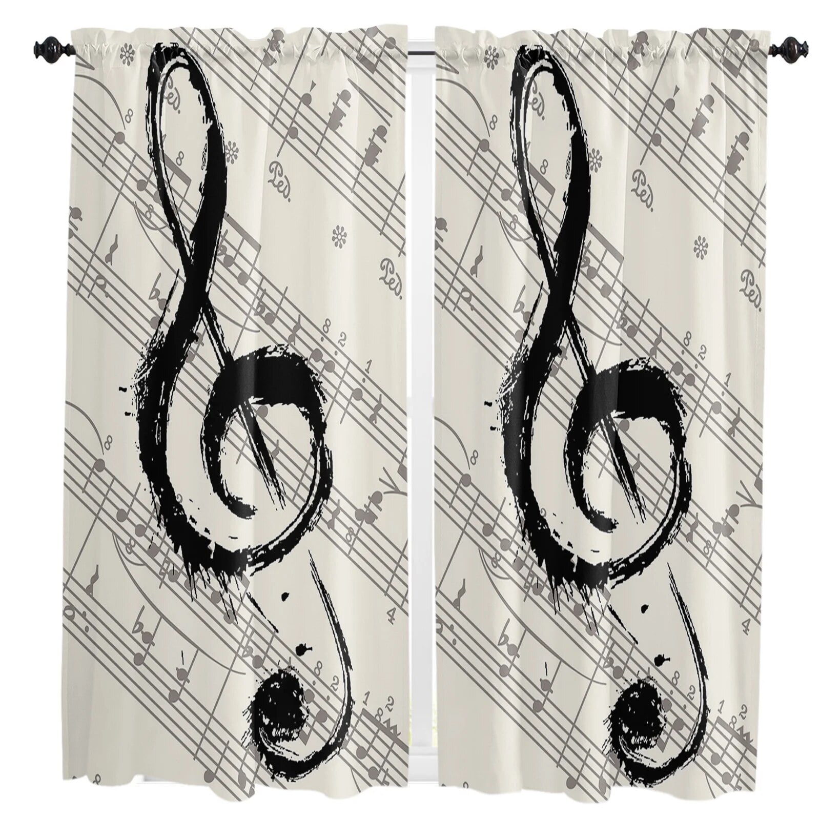 Colorful Musical Notes Music Symbol Curtain For Living Room Kids ...