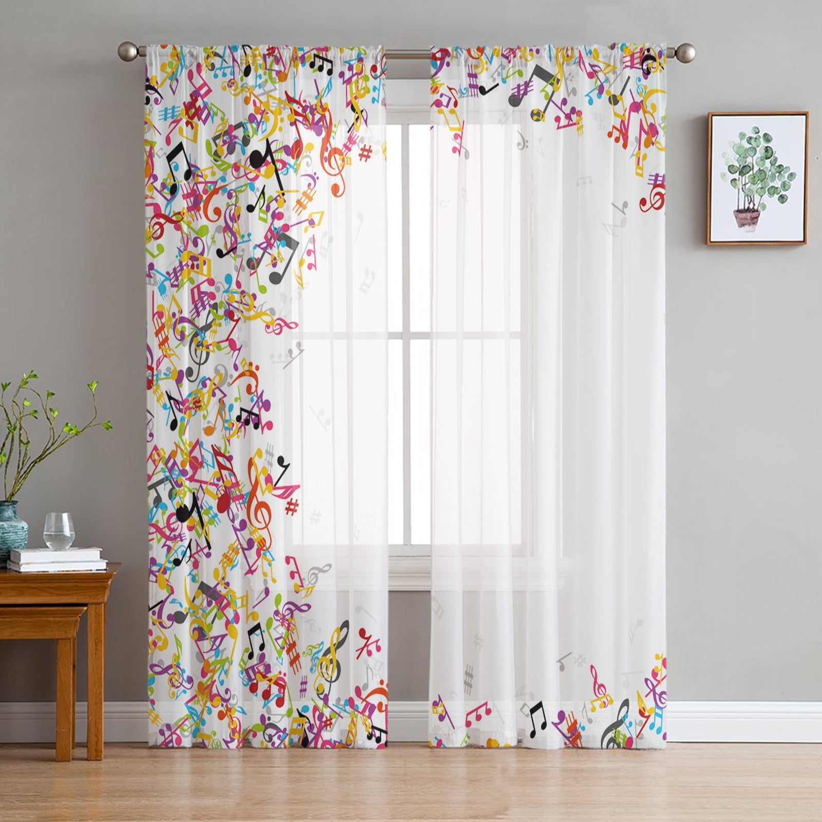 Colorful Musical Notes Music Symbol Curtains For Living Room Bedroom ...