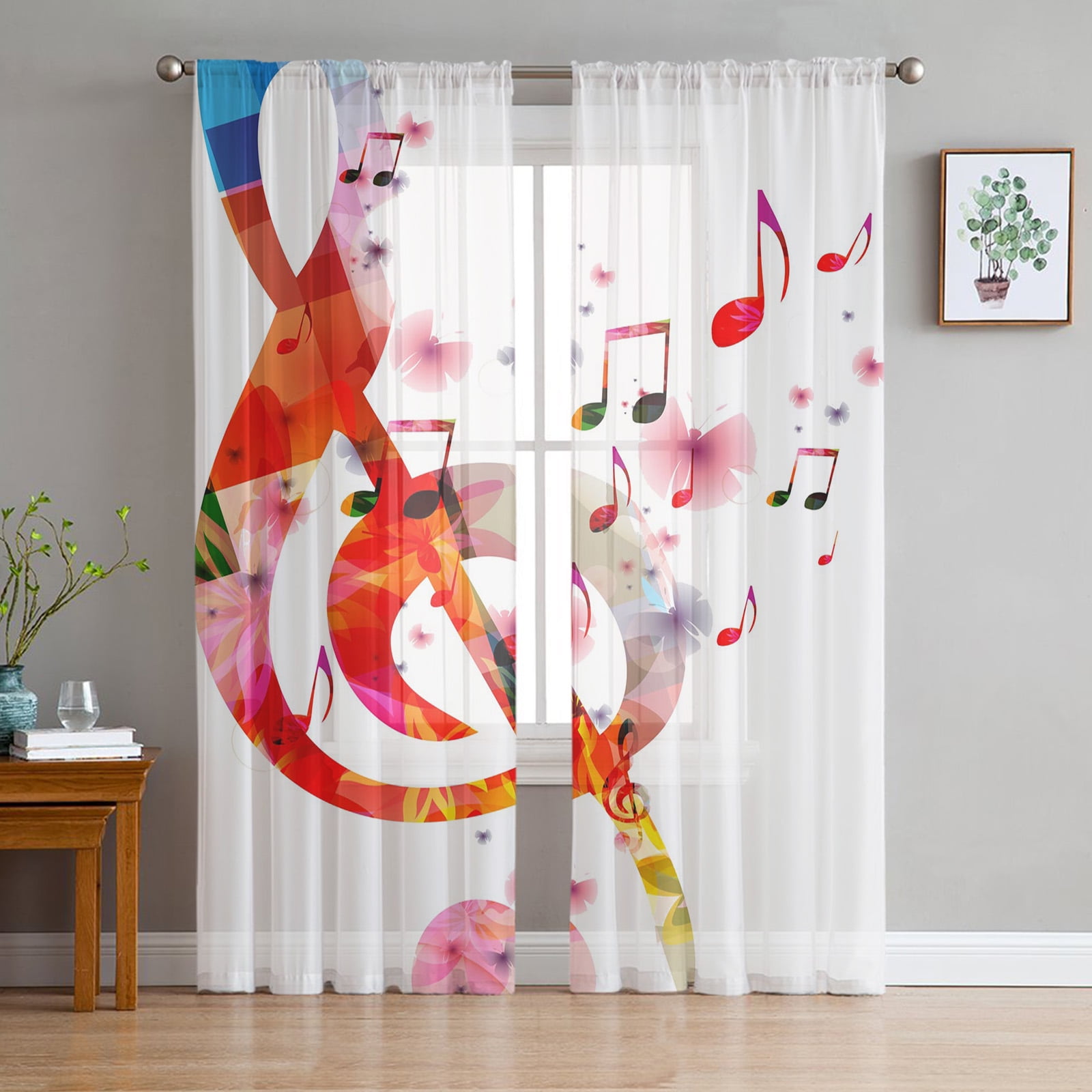 Colorful Musical Notes Music Symbol Curtains For Living Room Bedroom ...
