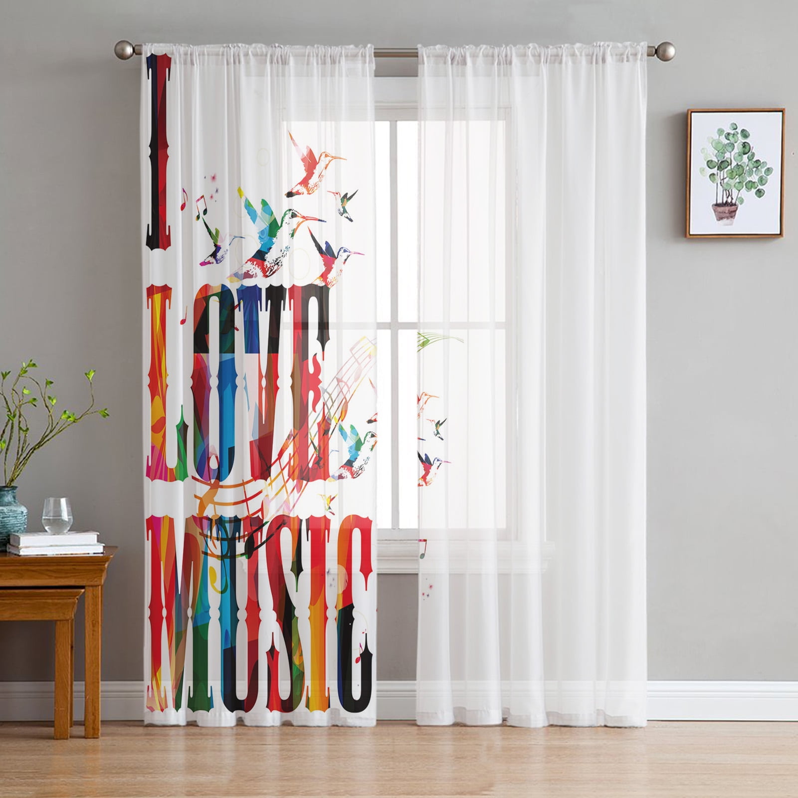 Colorful Musical Notes Music Symbol Curtains For Living Room Bedroom ...