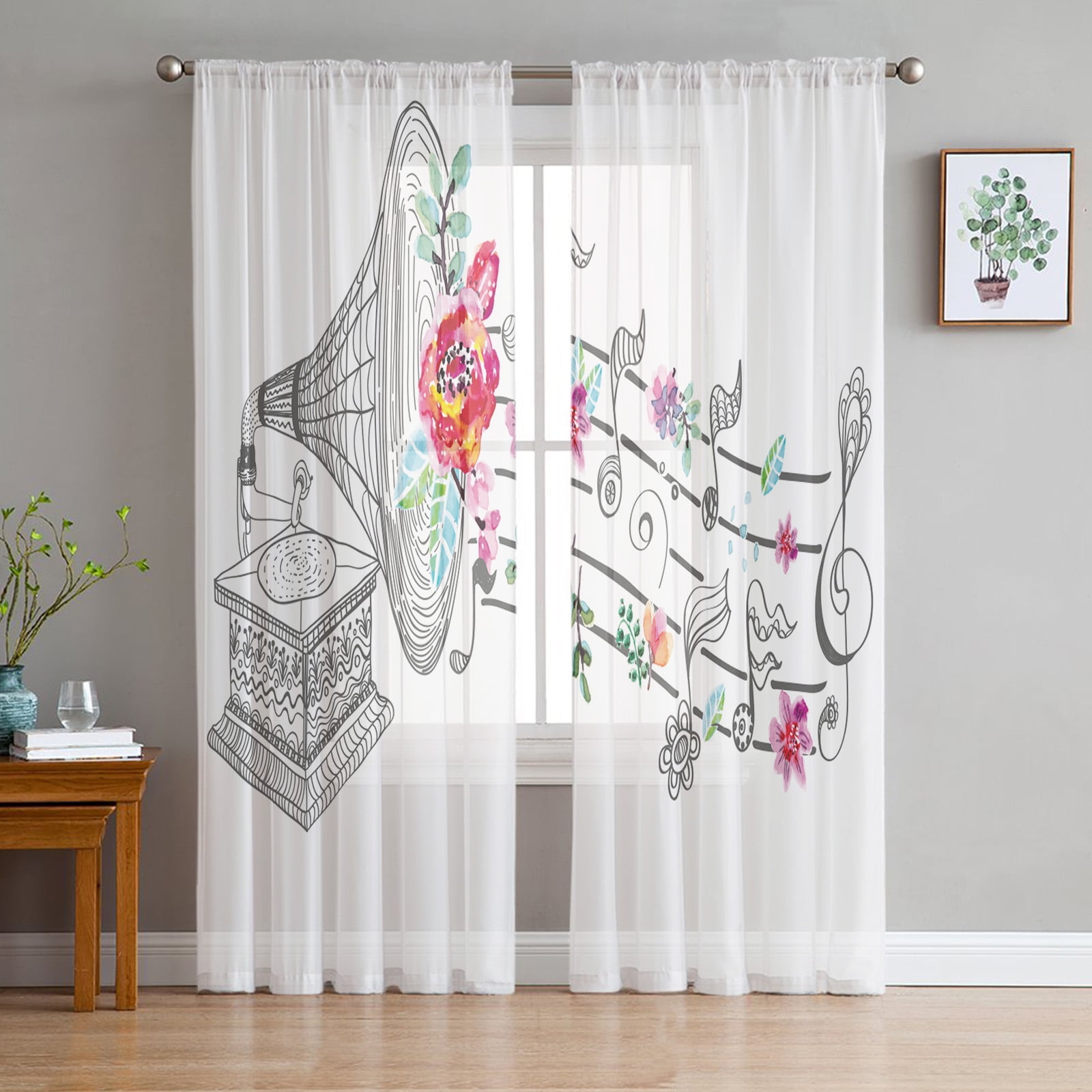Colorful Musical Notes Music Symbol Curtains For Living Room Bedroom ...