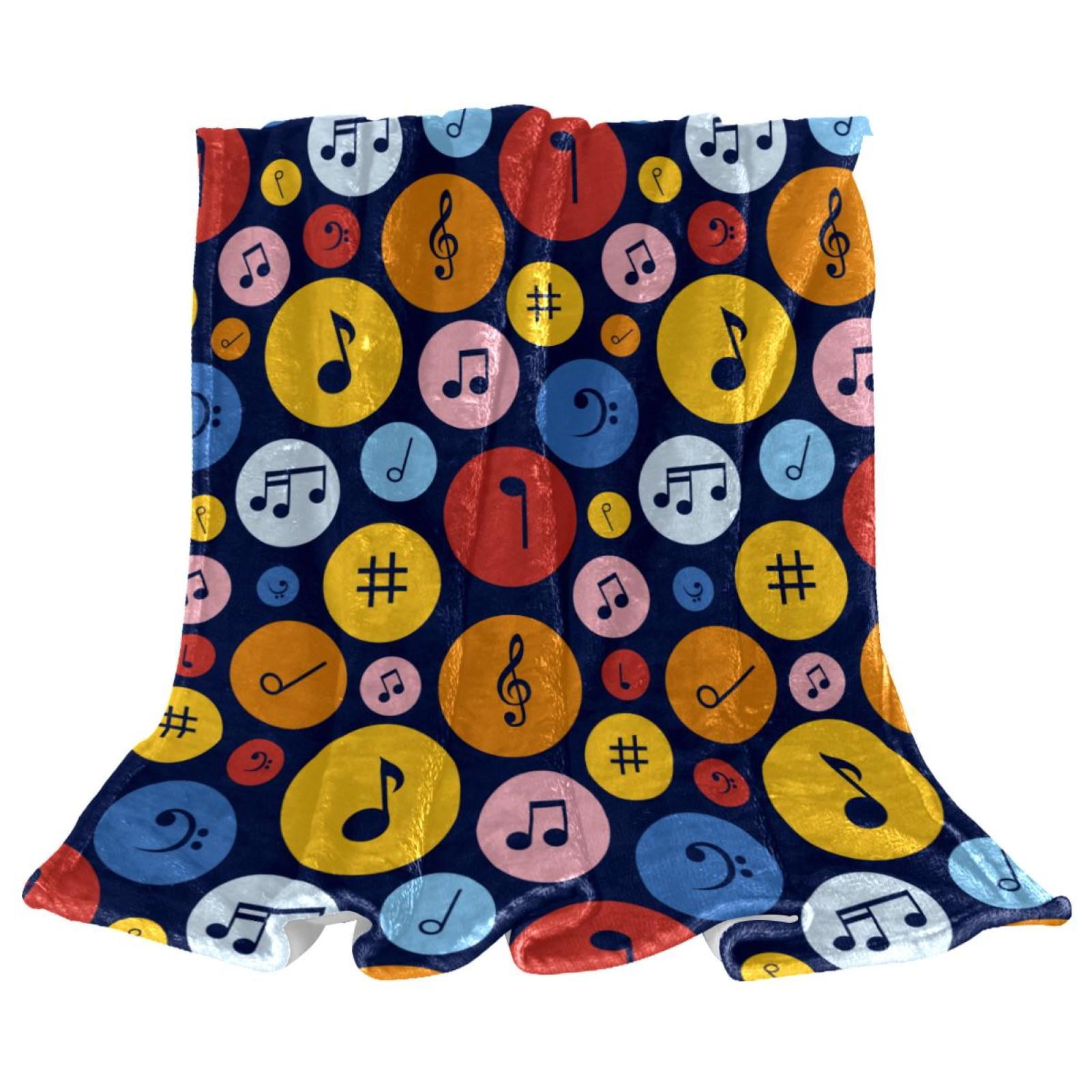 Colorful Musical Notes Pattern Soft and Warm Microfiber Throw Blanket ...