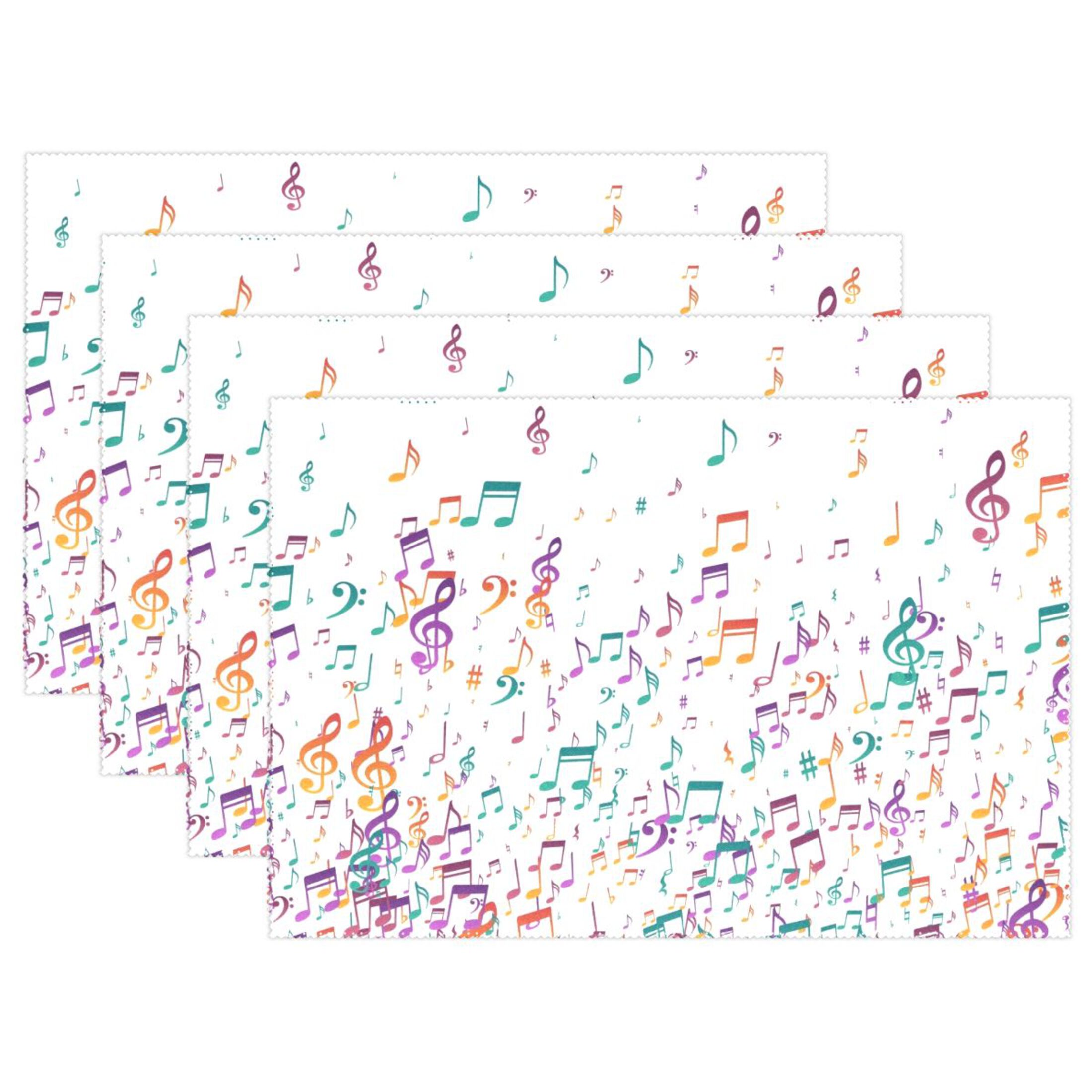Colorful Musical Notes Placemats Set of 4 Dining Table Mat Linen ...
