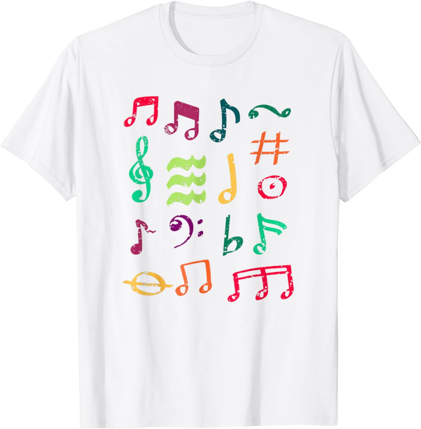 Colorful Musical Notes Symbol Music Teacher And Music Lovers T-Shirt ...