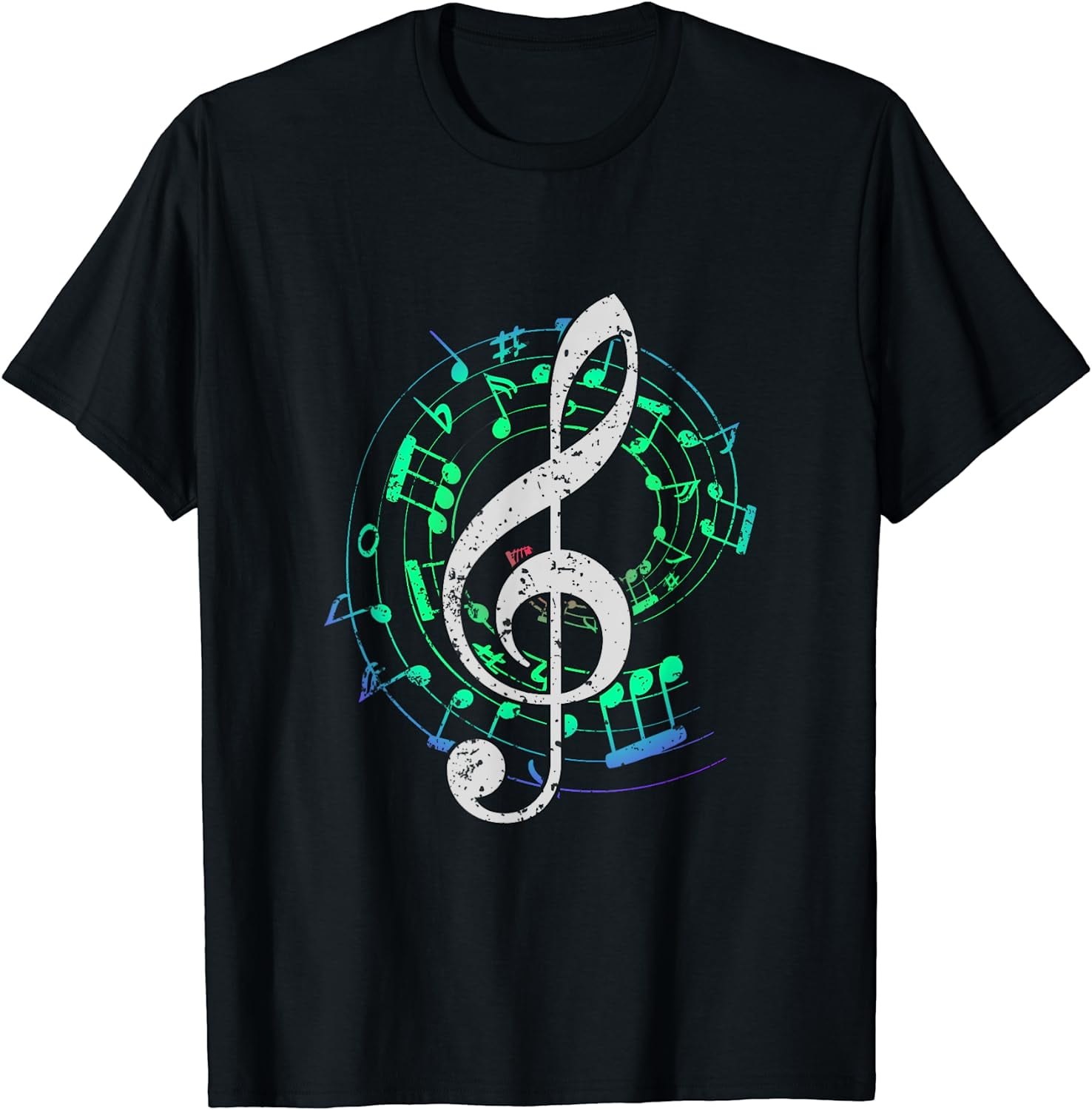 Colorful Musical Notes Treble Clef T-Shirt - Walmart.com